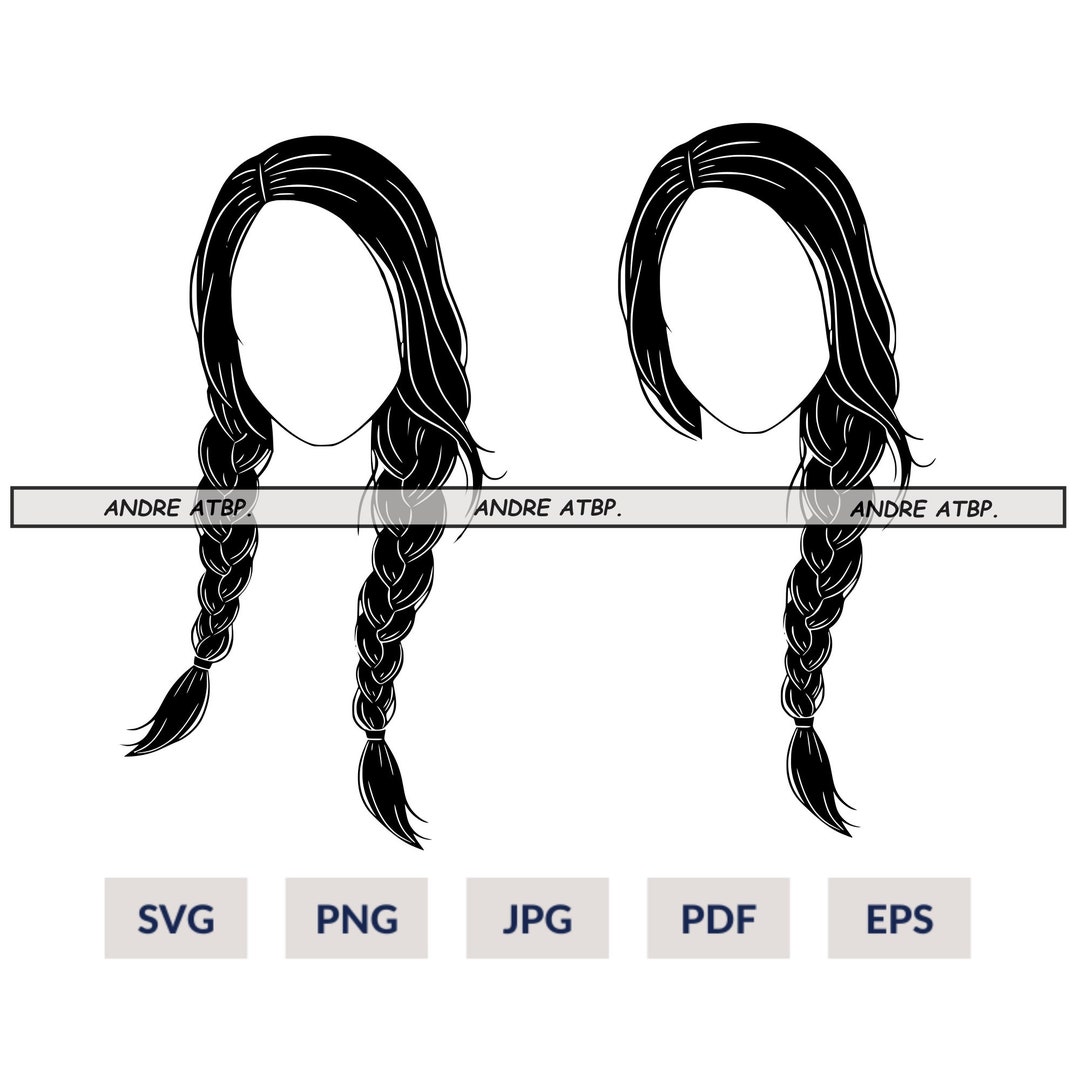 Hair Braided Svg, Braids Set Svg, Woman Hair Braid Svg, Braided Hair ...