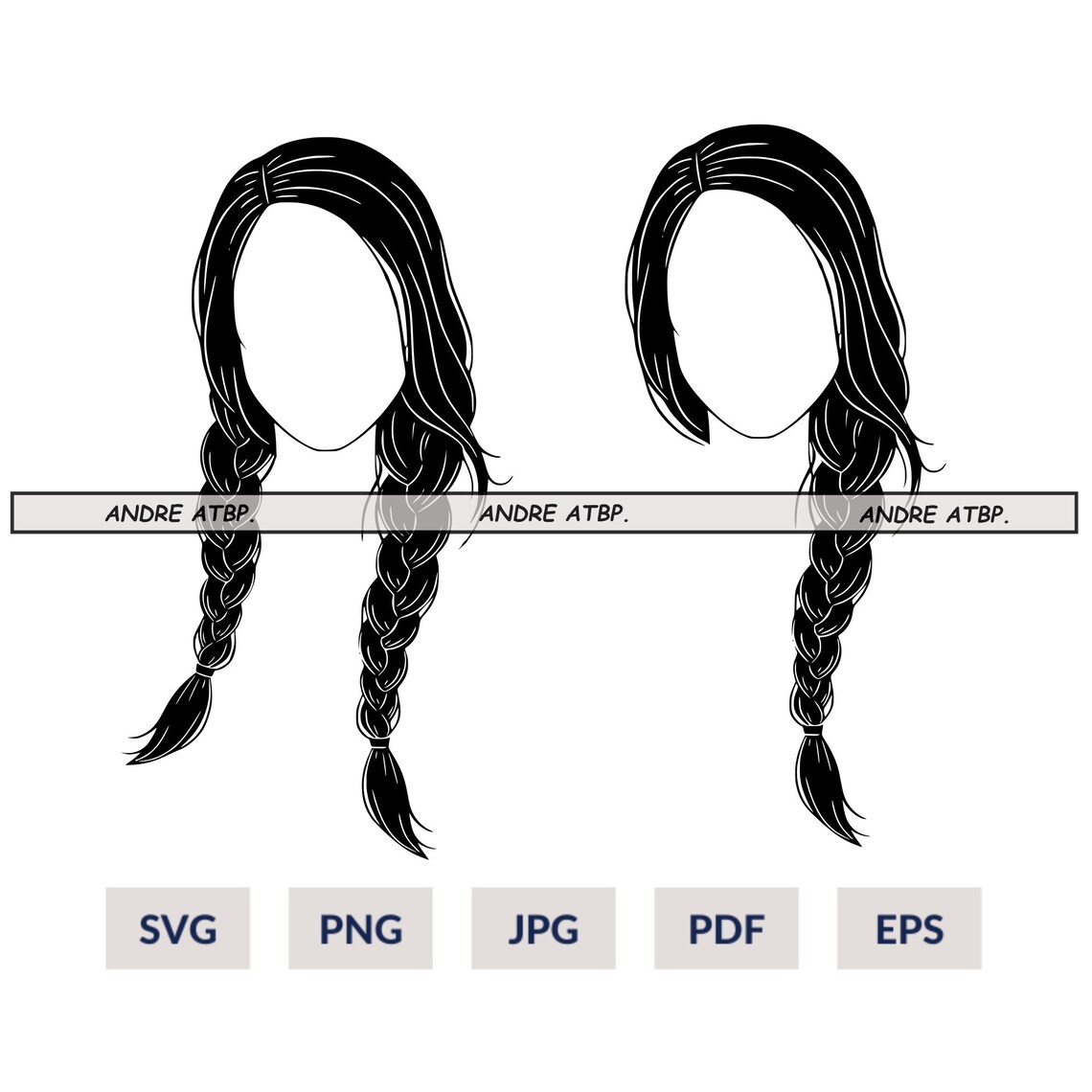 Hair Braided Svg, Braids Set Svg, Woman Hair Braid Svg, Braided Hair ...