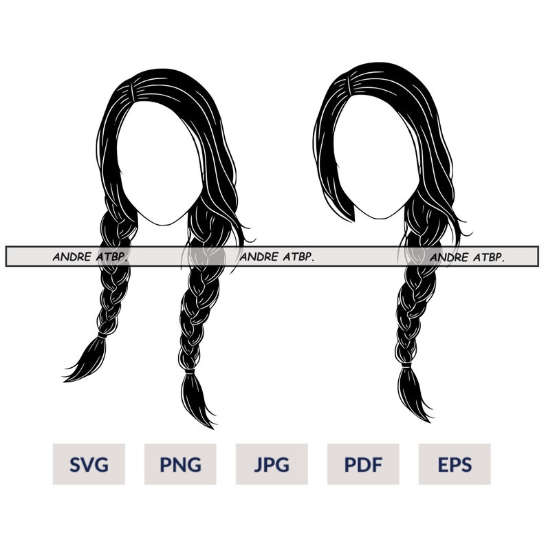 Hair Braided Svg, Braids Set Svg, Woman Hair Braid Svg, Braided Hair ...