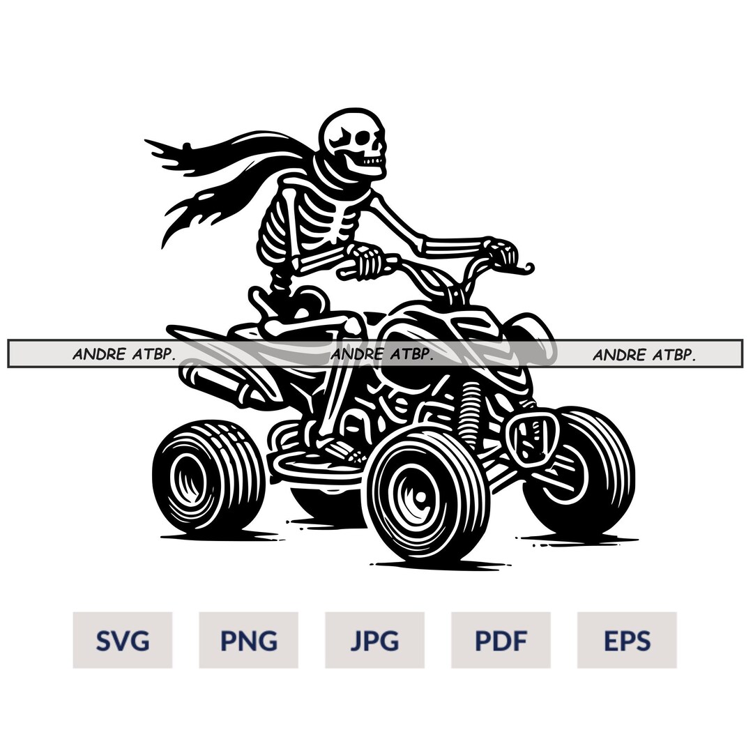Skeleton Riding ATV Clipart | Halloween Skull Quad Bike Clip Art ...
