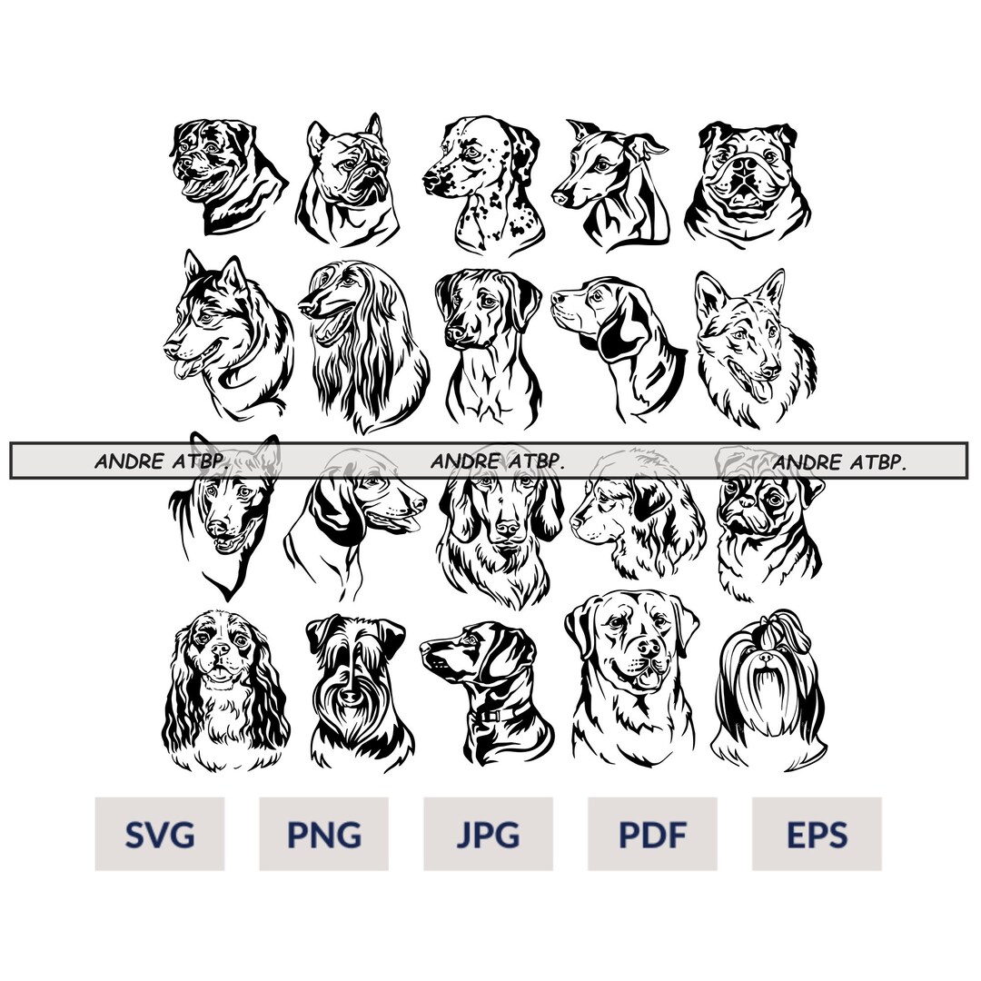 Honden SVG bundel, honden clipart, honden SVG-bestanden voor de cricut ...