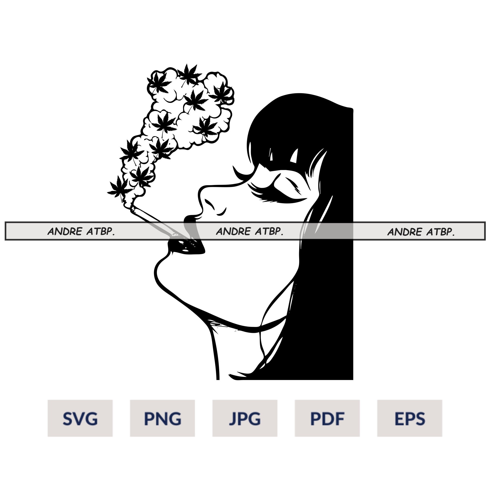 Girl Smoking Weed || Svg Files || Girl Smoking Joint Svg || Smoking Cannabis Svg || Girl Smoking ...