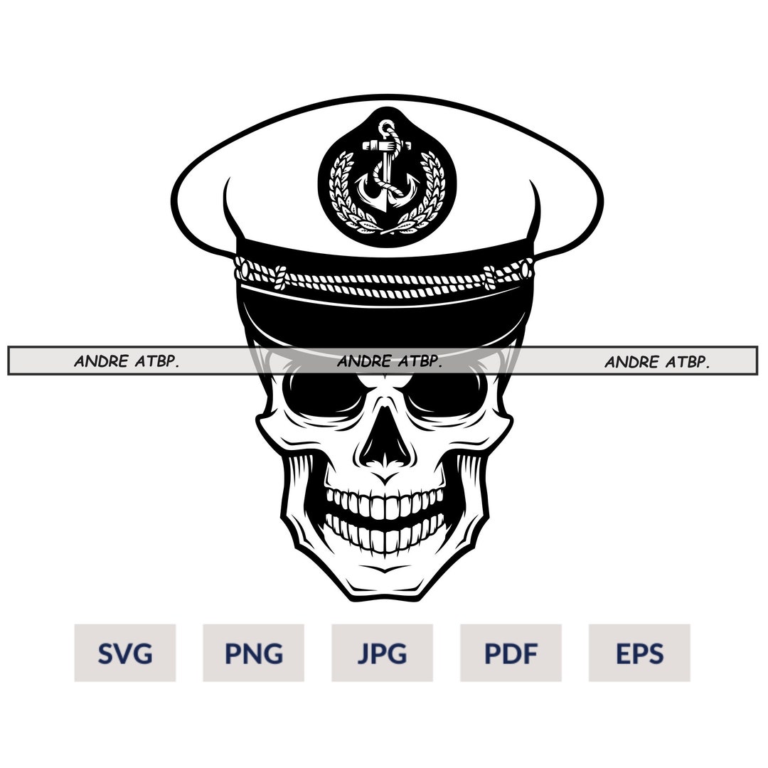 Sailor Skull Svg | Captain Svg| US Boat Captain Svg | Sea Captain ...