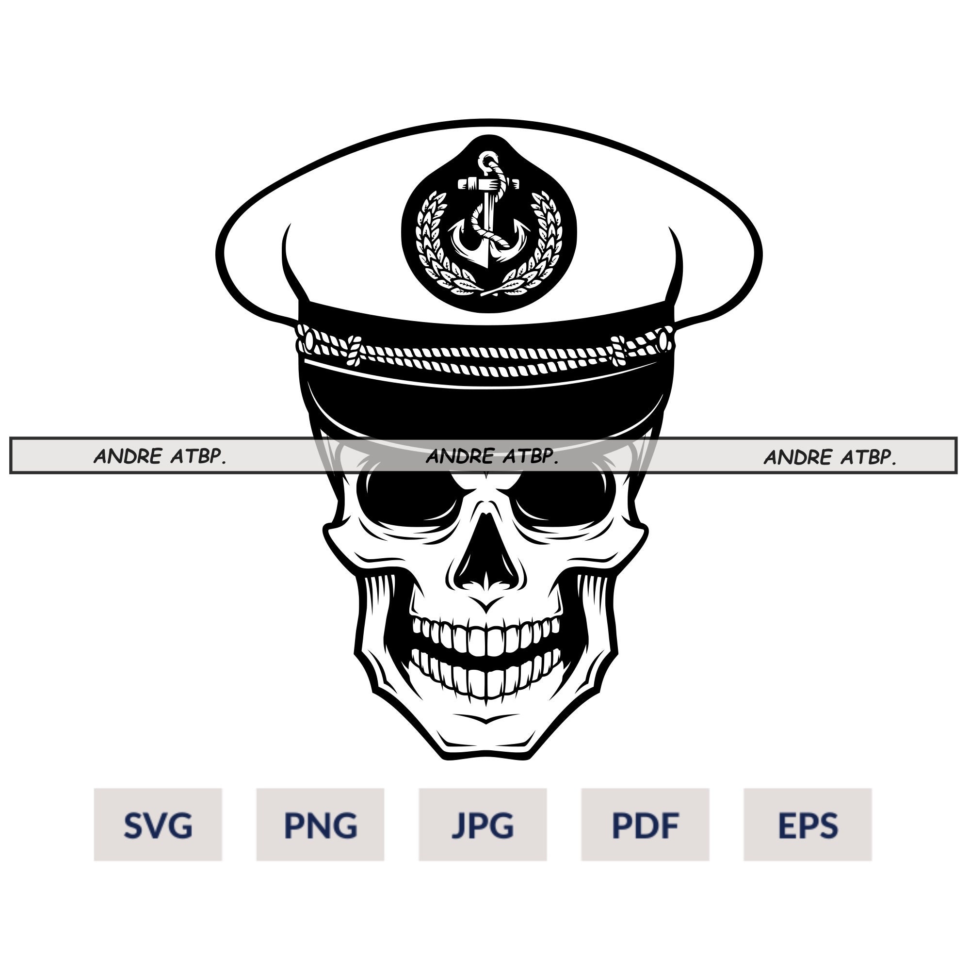 Sailor Skull Svg | Captain Svg| US Boat Captain Svg | Sea Captain ...