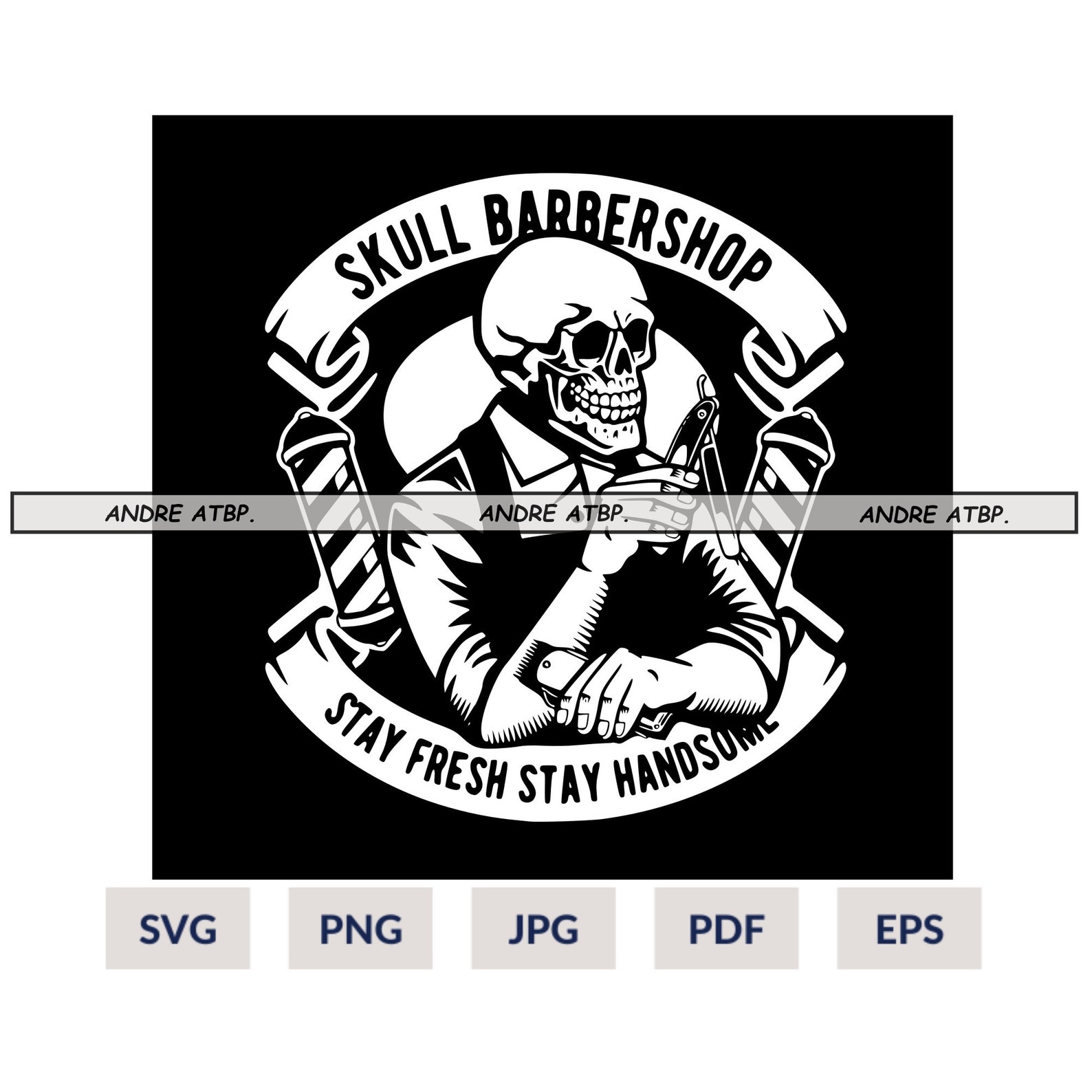 Barber Skull Svg File, Hair Stylist Svg, Barbershop Logo Svg, Hair ...