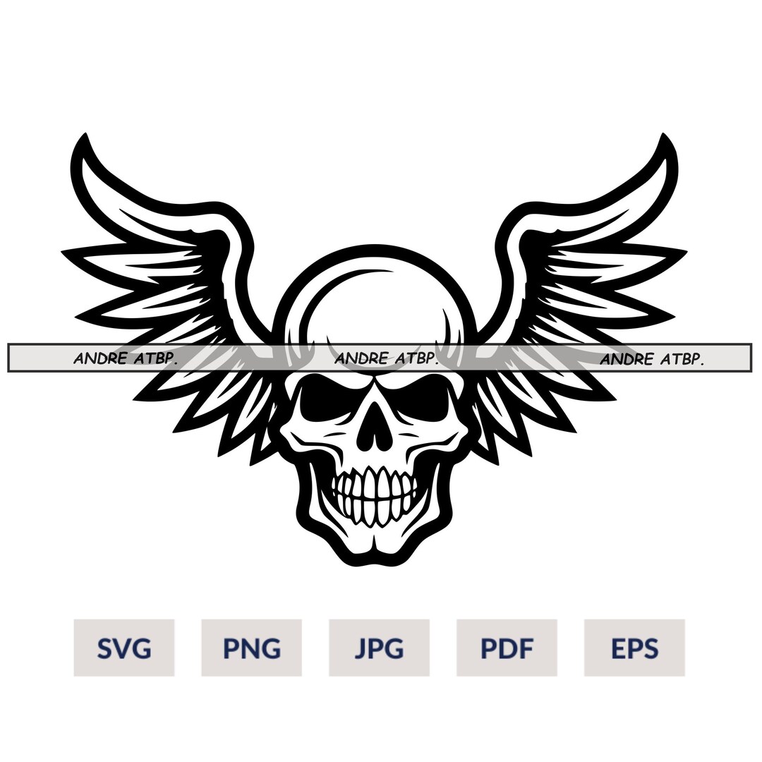 Skull With Wings SVG, Winged Skull SVG, Skull SVG, Skull Clipart, Skull ...