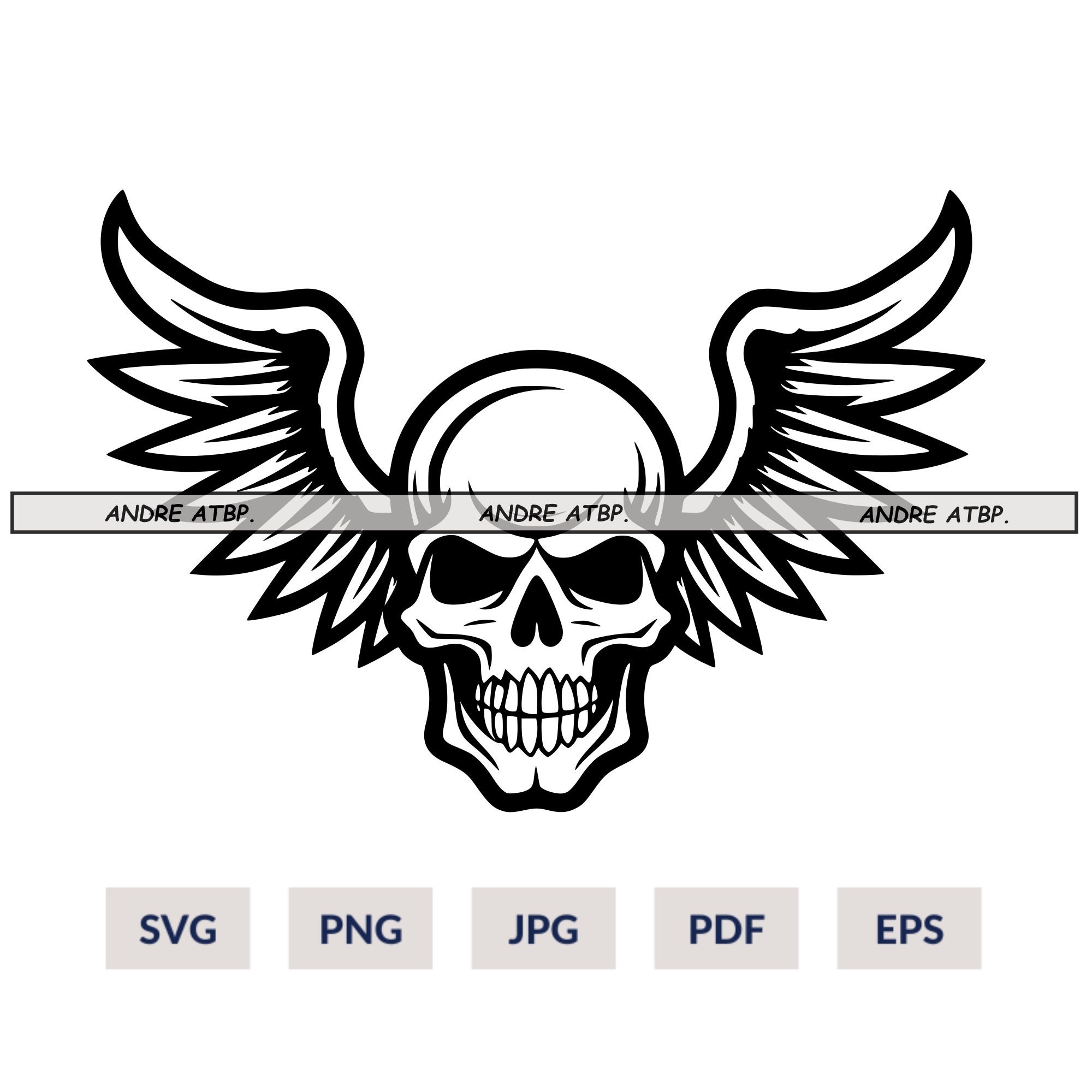 Skull With Wings SVG, Winged Skull SVG, Skull SVG, Skull Clipart, Skull ...