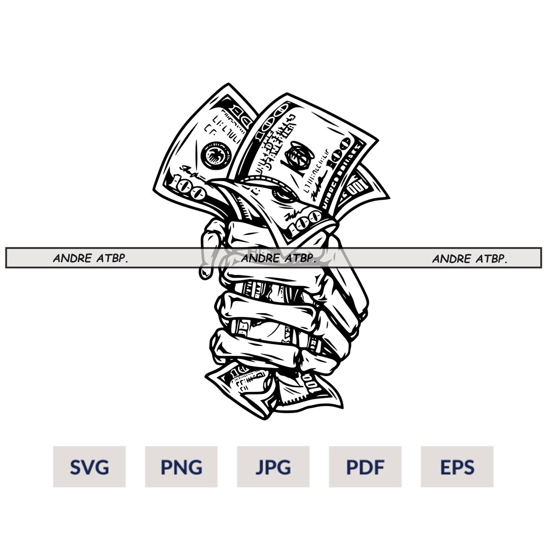 Skeleton Holding 100 Dollar Bills SVG, Money SVG, Cash SVG, Rich Rap ...