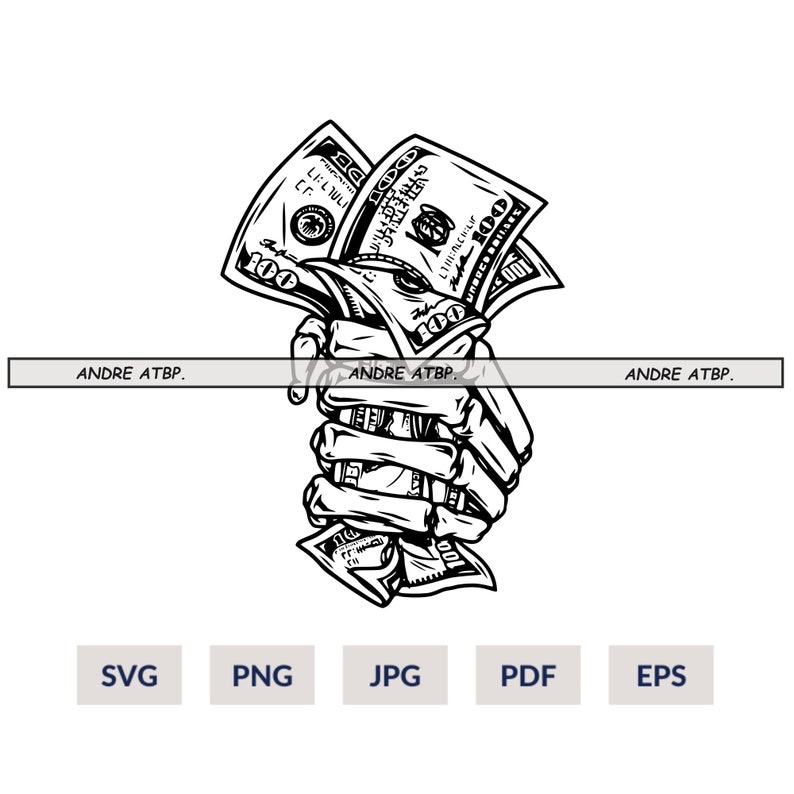 Skeleton Holding 100 Dollar Bills SVG, Money SVG, Cash SVG, Rich Rap ...