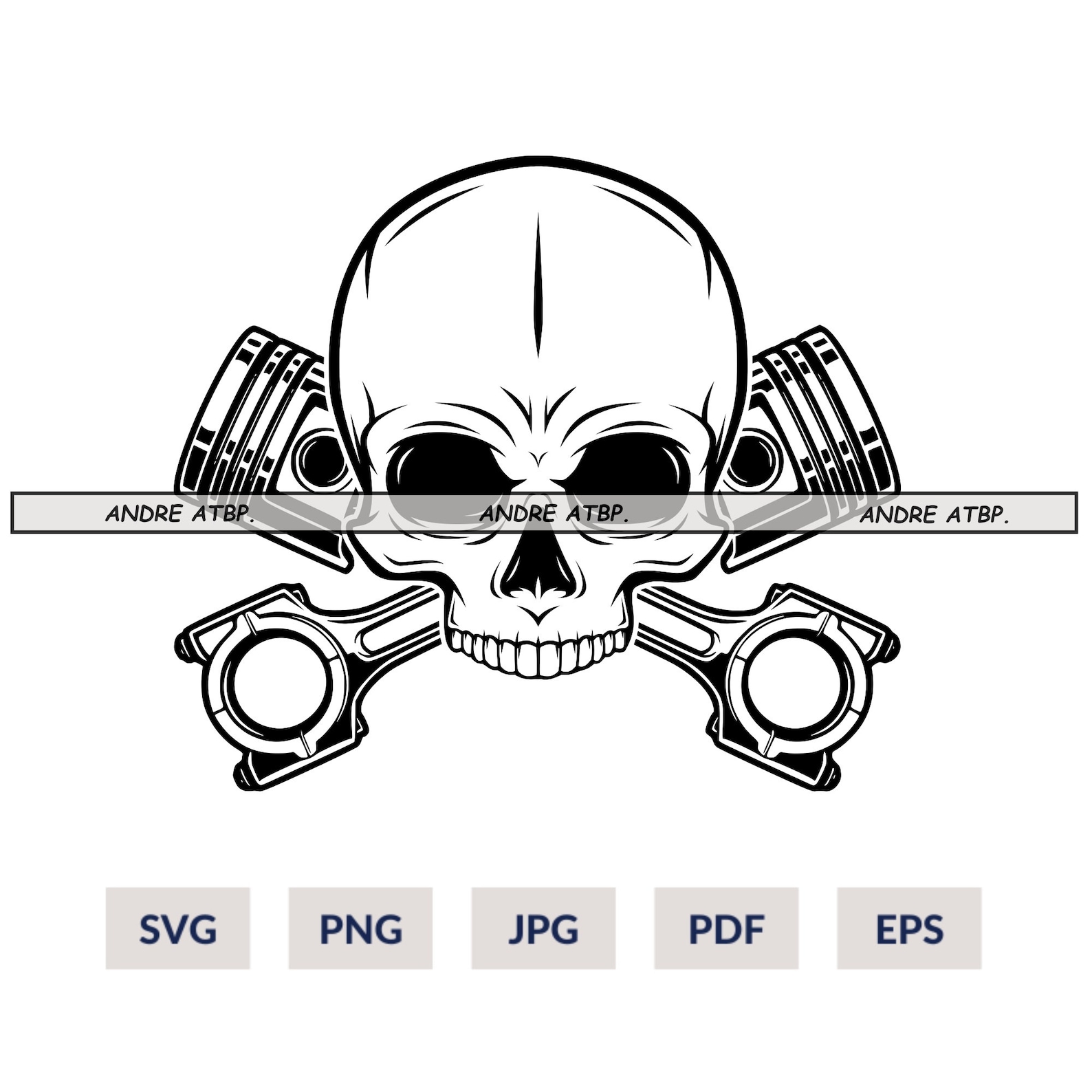Skull With Crossed Engine Piston Svg, Skull Svg, Mechanic Svg, Mechanic ...