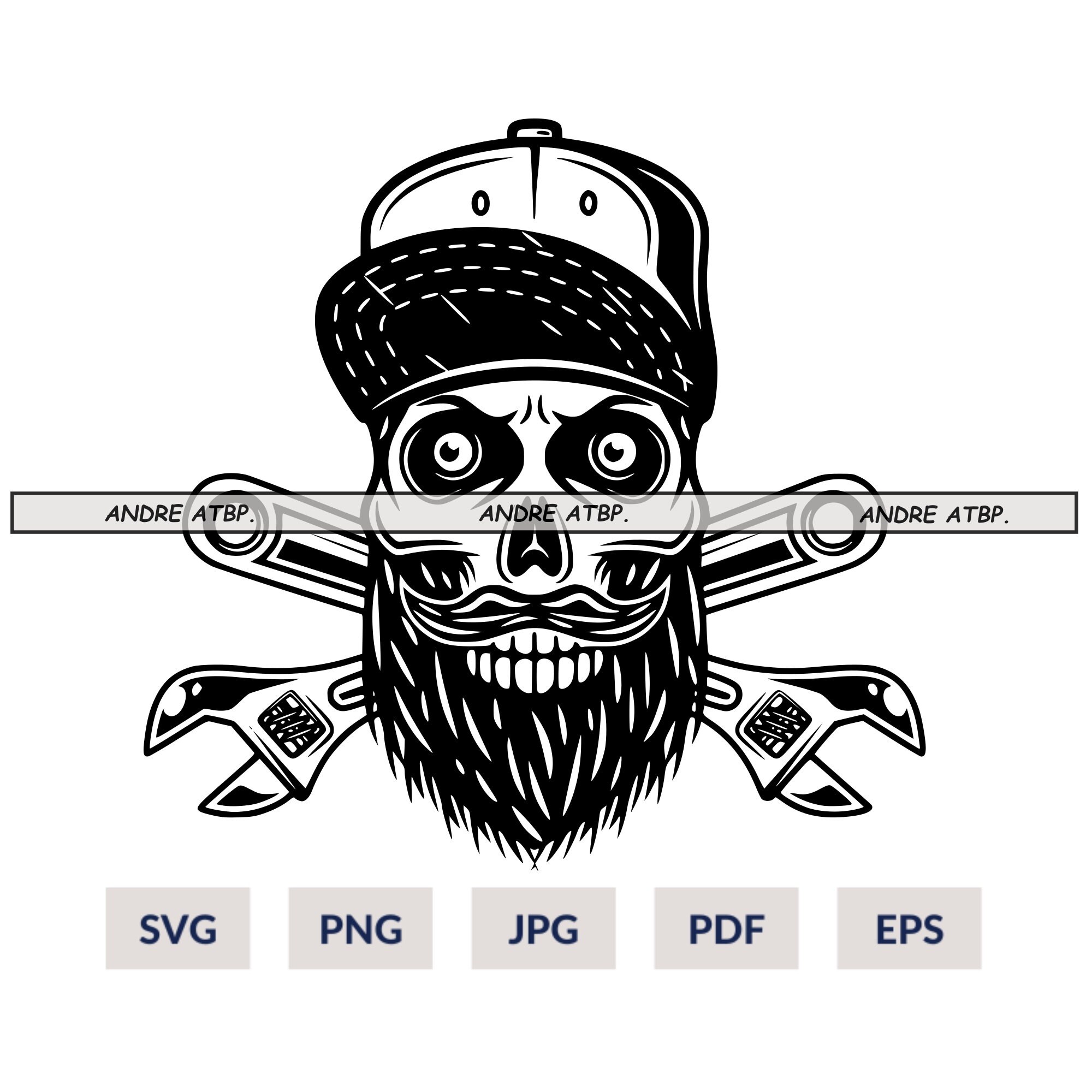 Skull Mechanic Svg, Skull With Wrenches Svg, Mechanic Logo, Skull ...