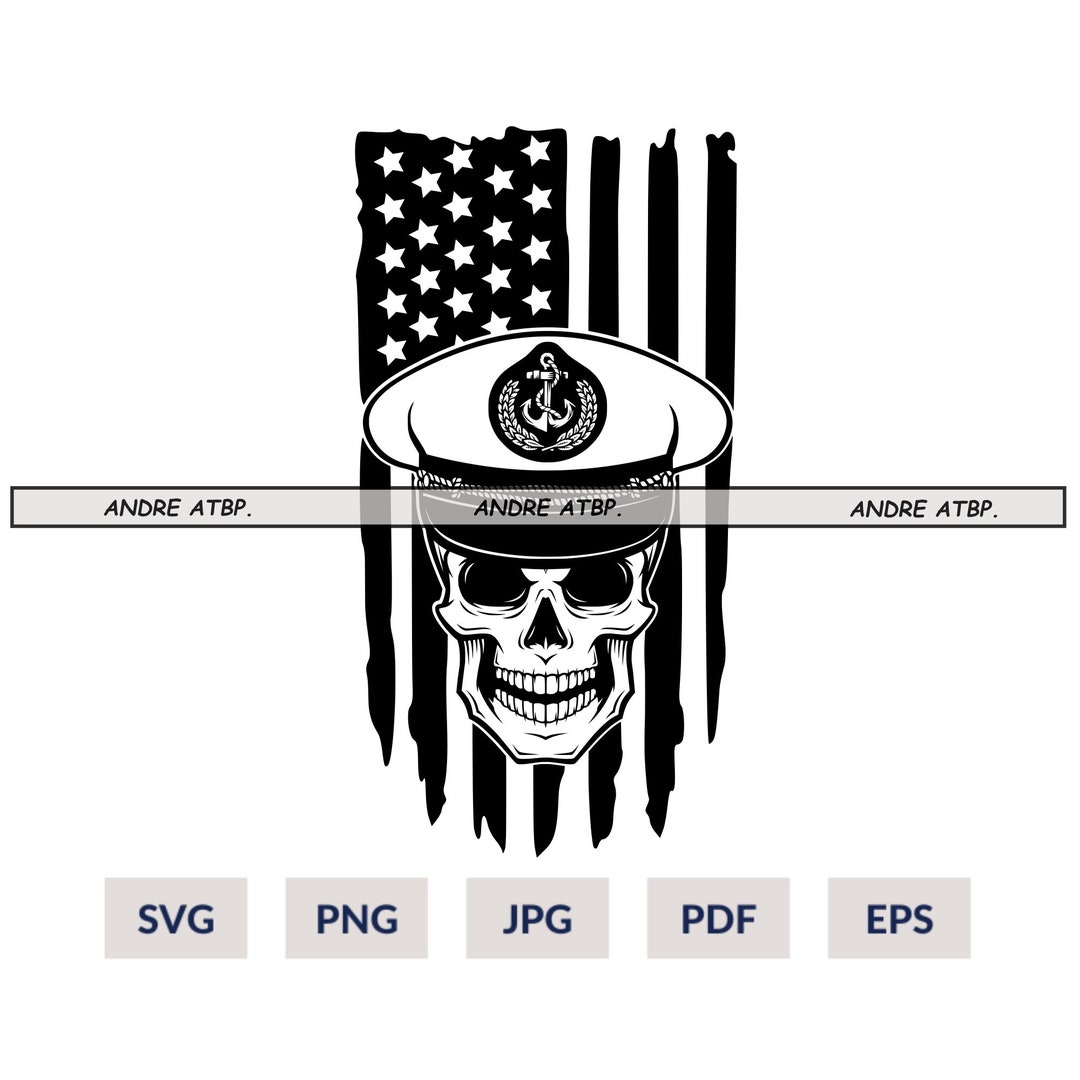 US Sailor Skull Svg | Captain Svg| US Boat Captain Svg | Sea Captain ...