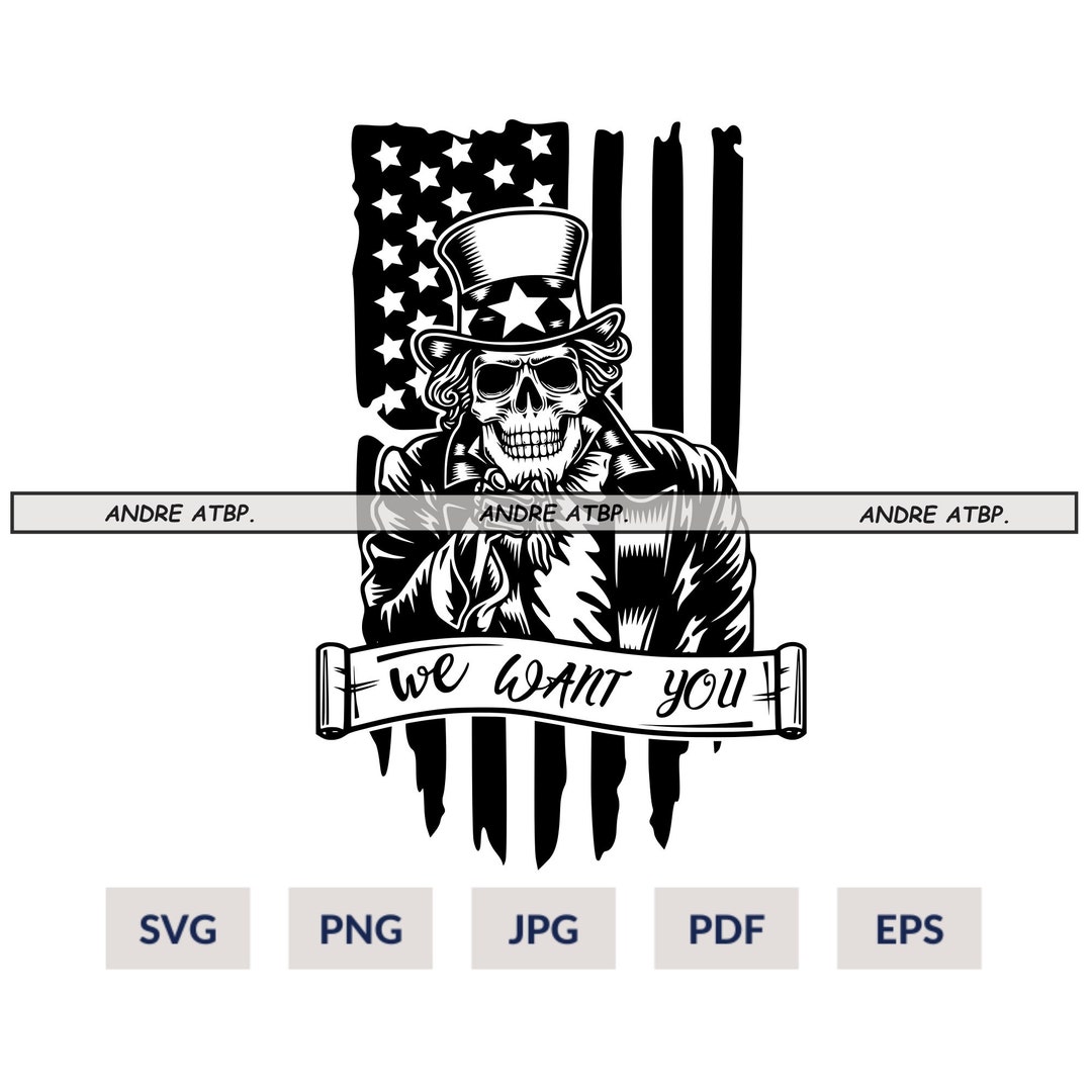 Skull Uncle Sam SVG | Patriotic SVG | USA T-shirt Tattoo Logo Decal ...