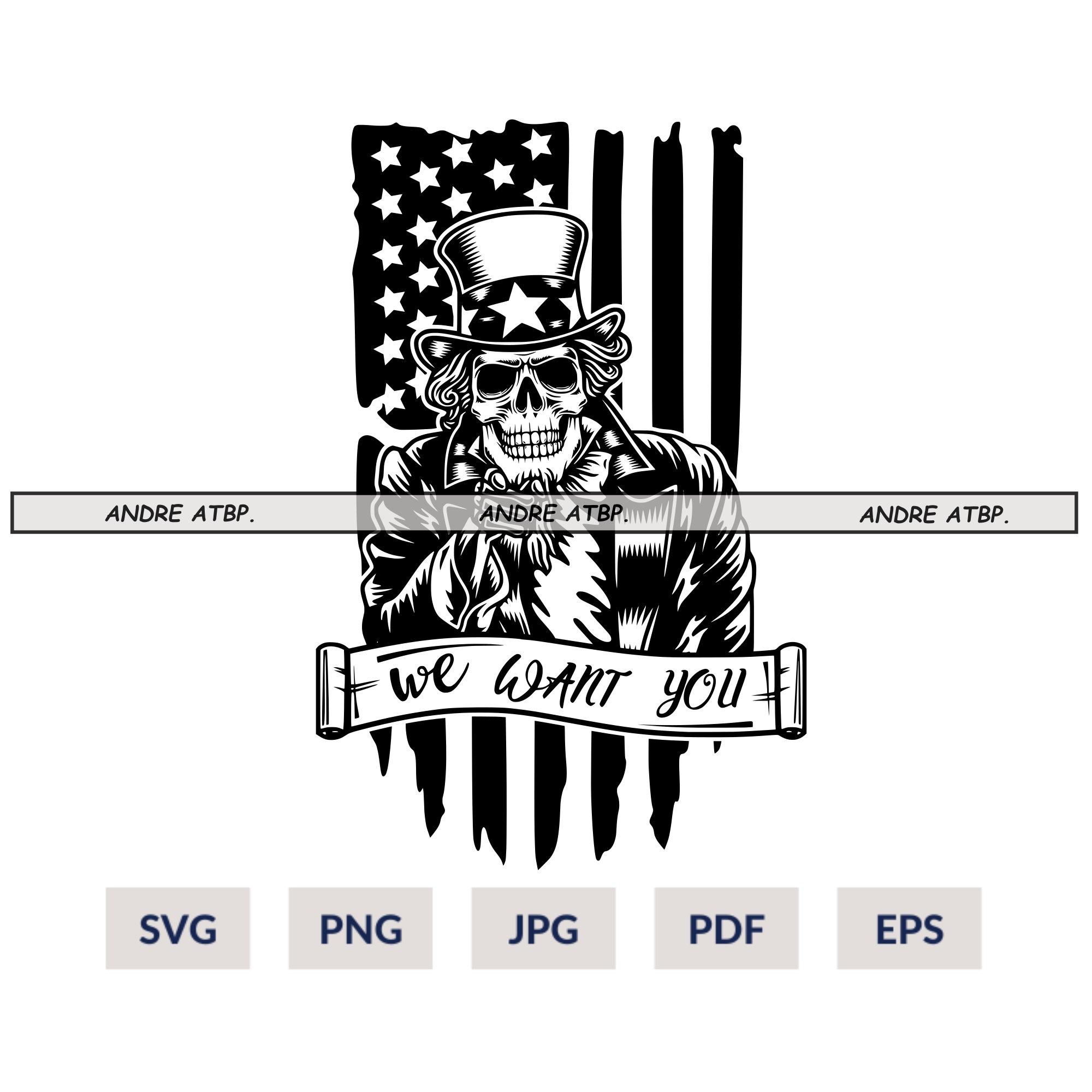 Skull Uncle Sam SVG | Patriotic SVG | USA T-shirt Tattoo Logo Decal ...