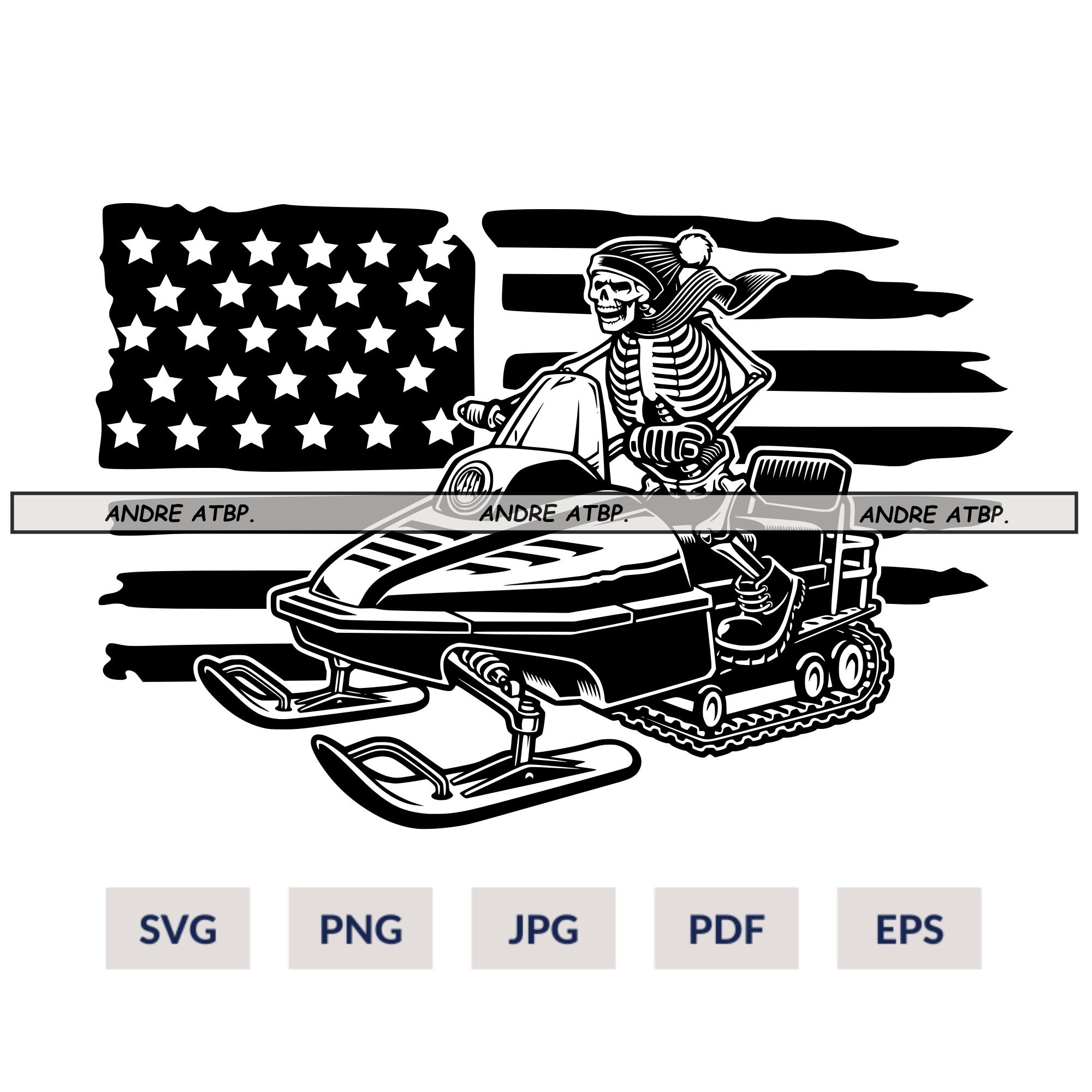 US Snowmobile Skeleton SVG, Winter SVG, Snow Mobile Vehicle ...