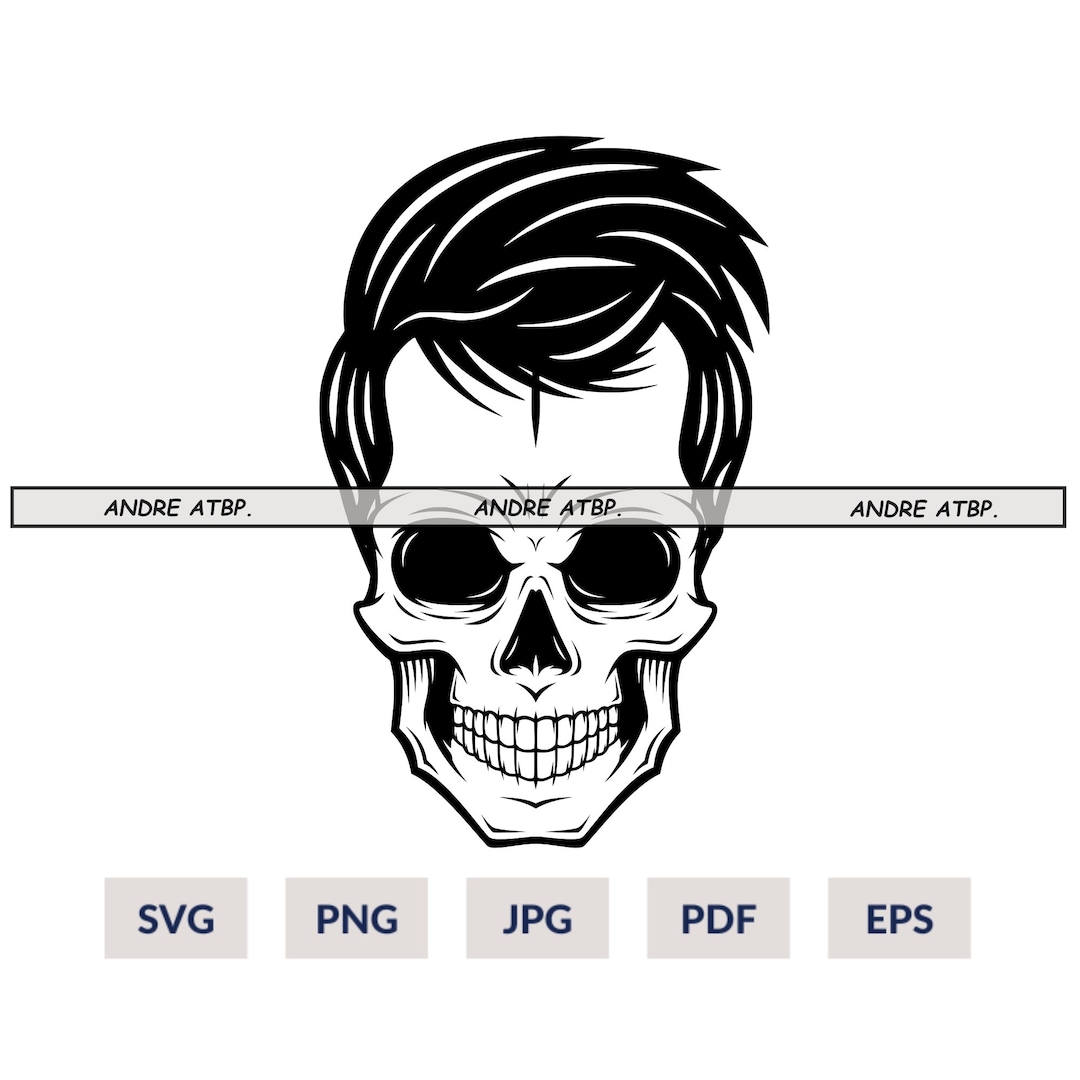 Calavera con pelo SVG / Esqueleto SVG / Gráficos de calcomanías de ...