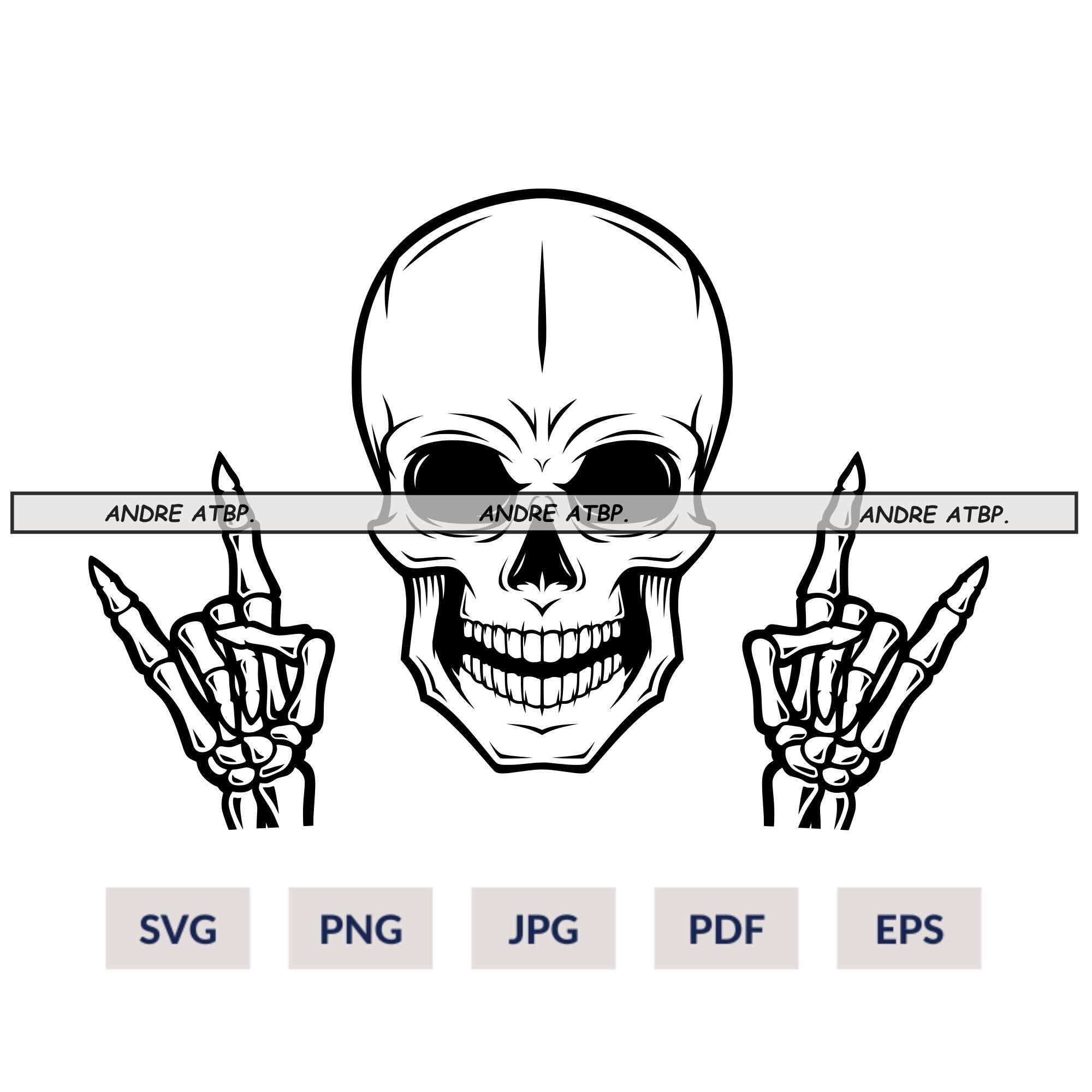 Skull Svg, Skeleton Rock Horns Svg, Skeleton Rocker Svg, Vector Cut ...