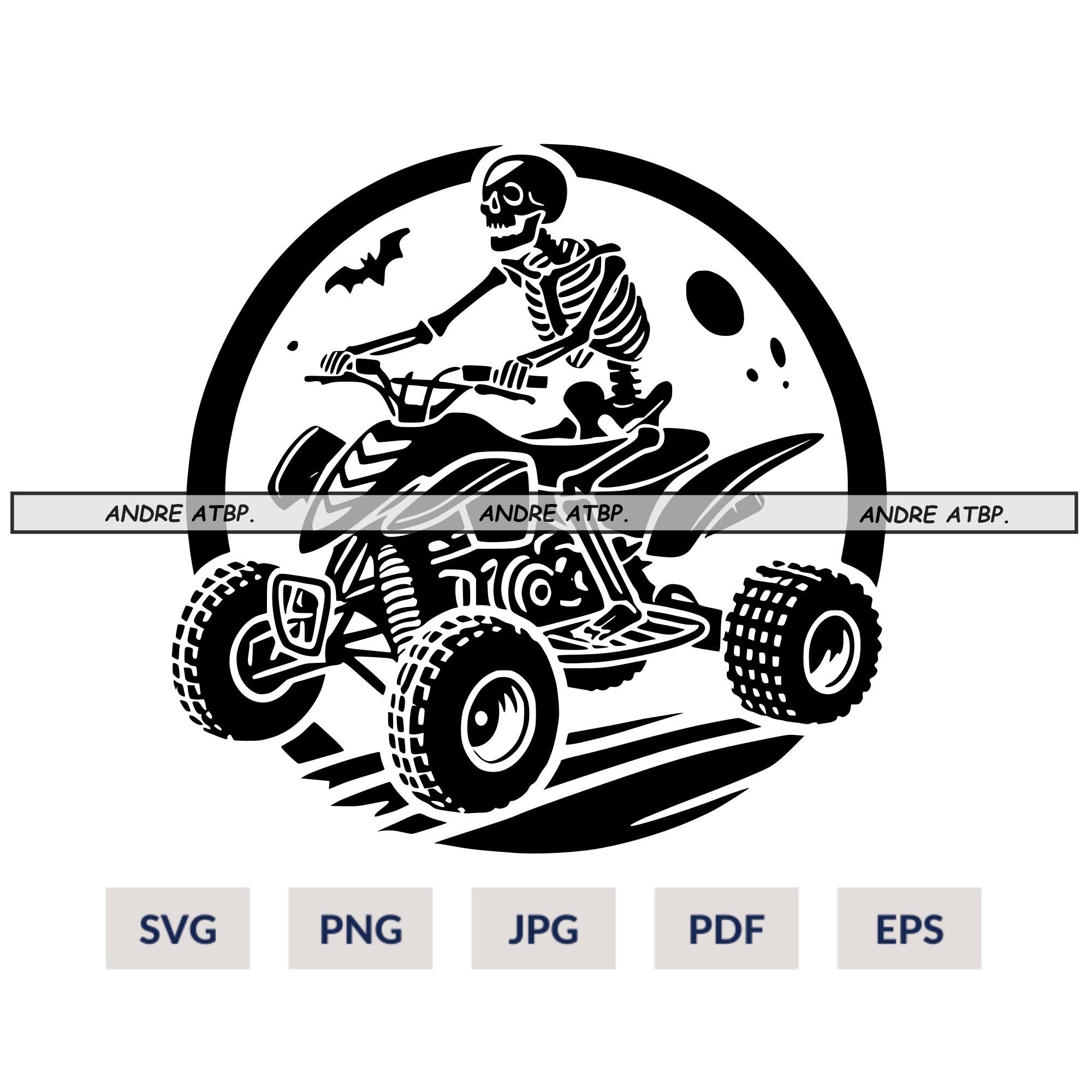 Skeleton Riding ATV Clipart | Halloween Skull Quad Bike Clip Art ...