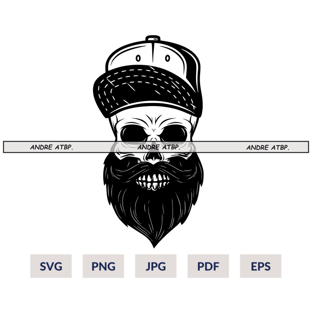 Beard Skull With Dad Hat Svg | Badass Beard Dad Svg | Dad Life Svg ...