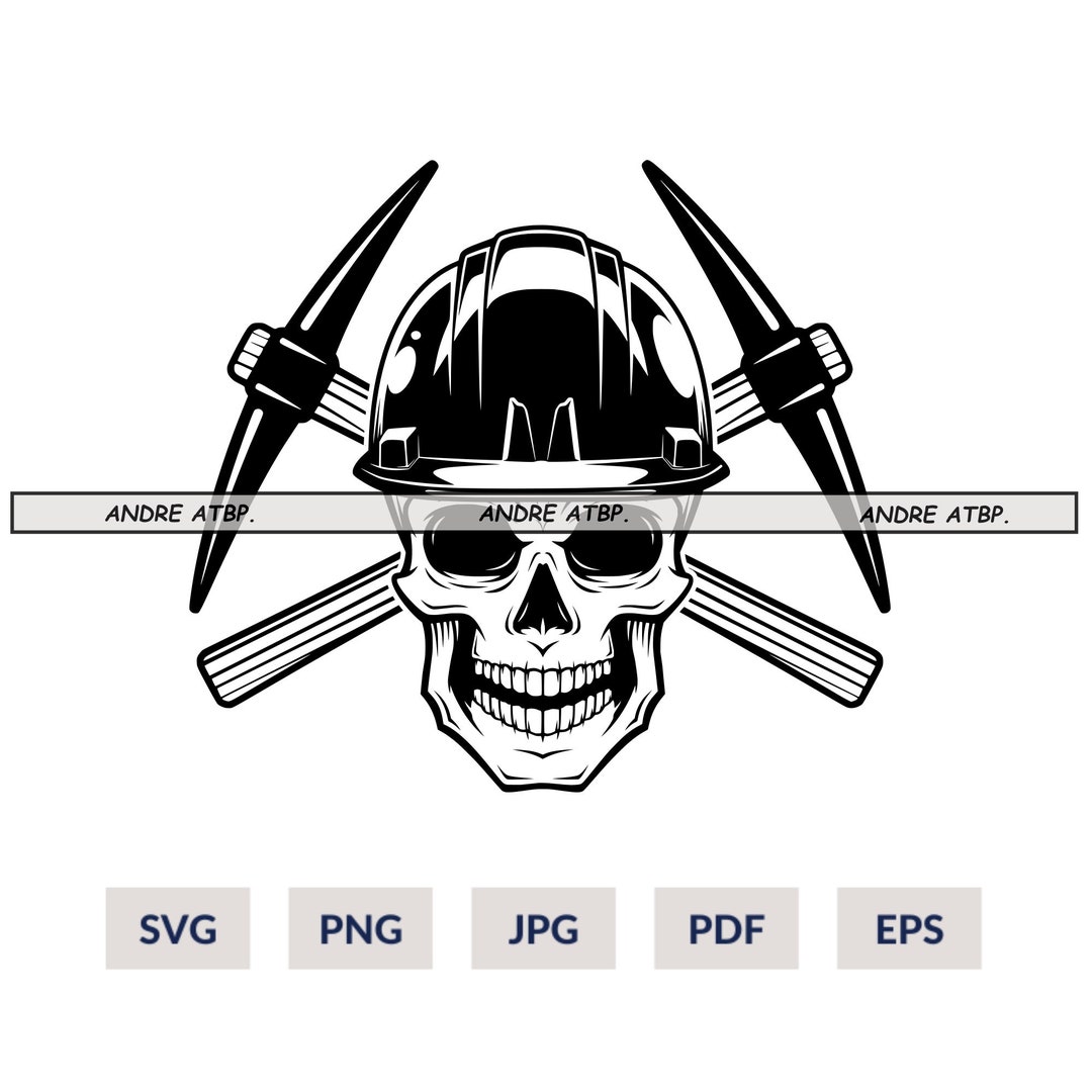 Mining Skull Svg | Coal Miner Skull Svg | Skull Clipart | Miner Svg ...