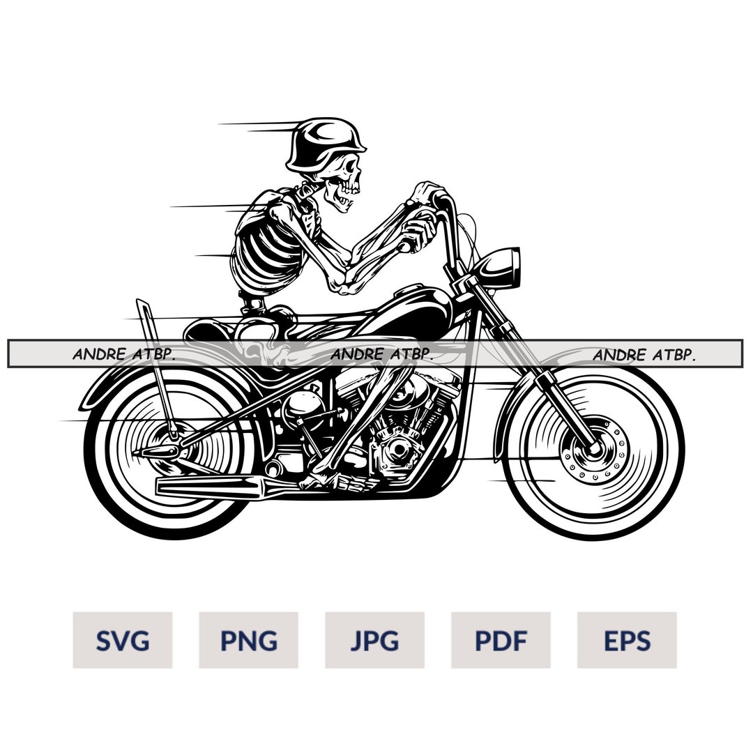 Skeleton Riding Motorcycle Svg, Dead Skeleton Rider Svg, Motorbike Svg ...
