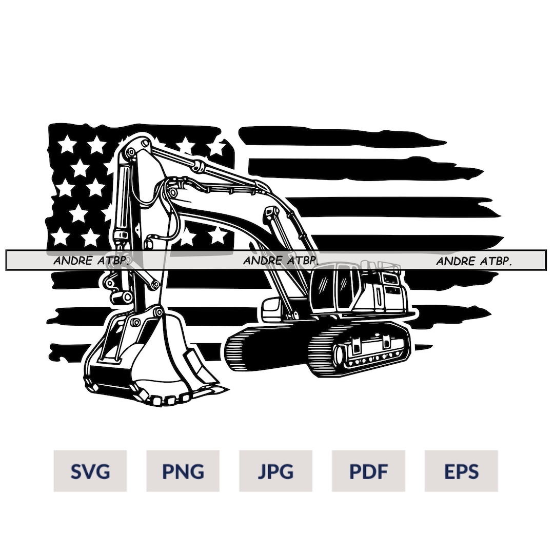 Us Excavator Svg | Heavy Equipment Svg | Excavator Clipart | Pipeliner ...