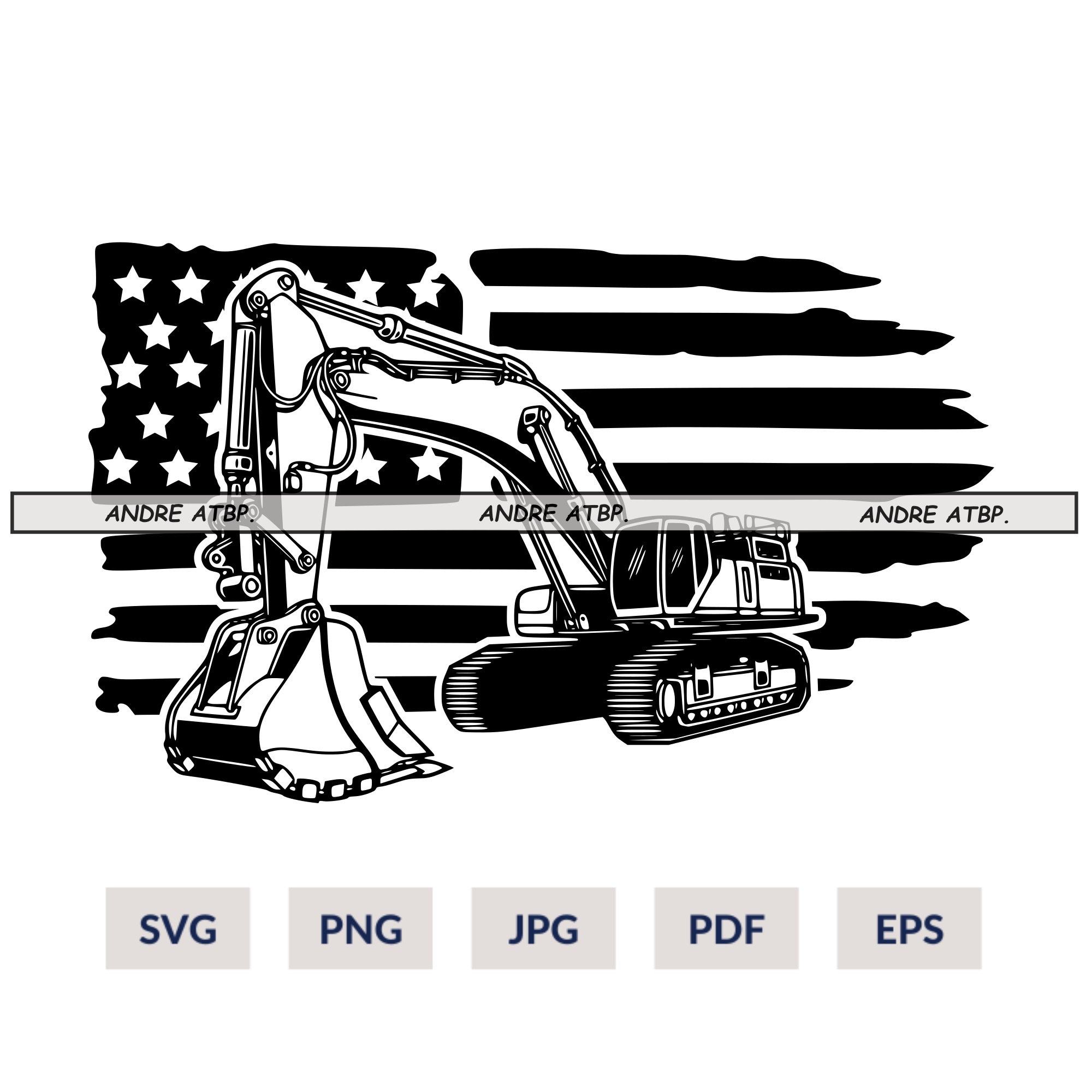 Us Excavator Svg | Heavy Equipment Svg | Excavator Clipart | Pipeliner ...