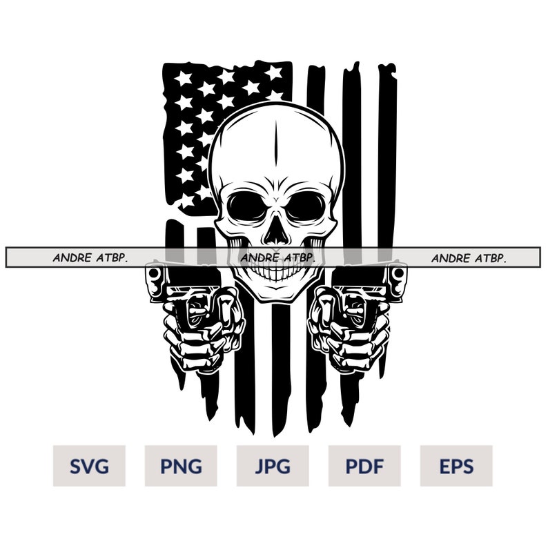 US Skull With Guns Svg Skull SVG Skull Clipart Skeleton SVG Skull Cut ...