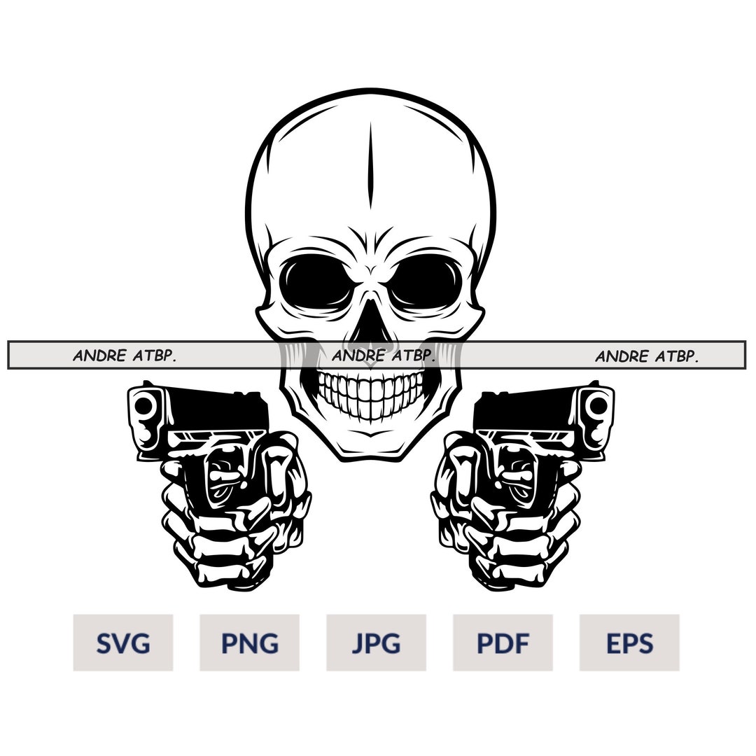 Skull With Guns Svg | Skull SVG | Skull Clipart | Skeleton SVG | Skull ...