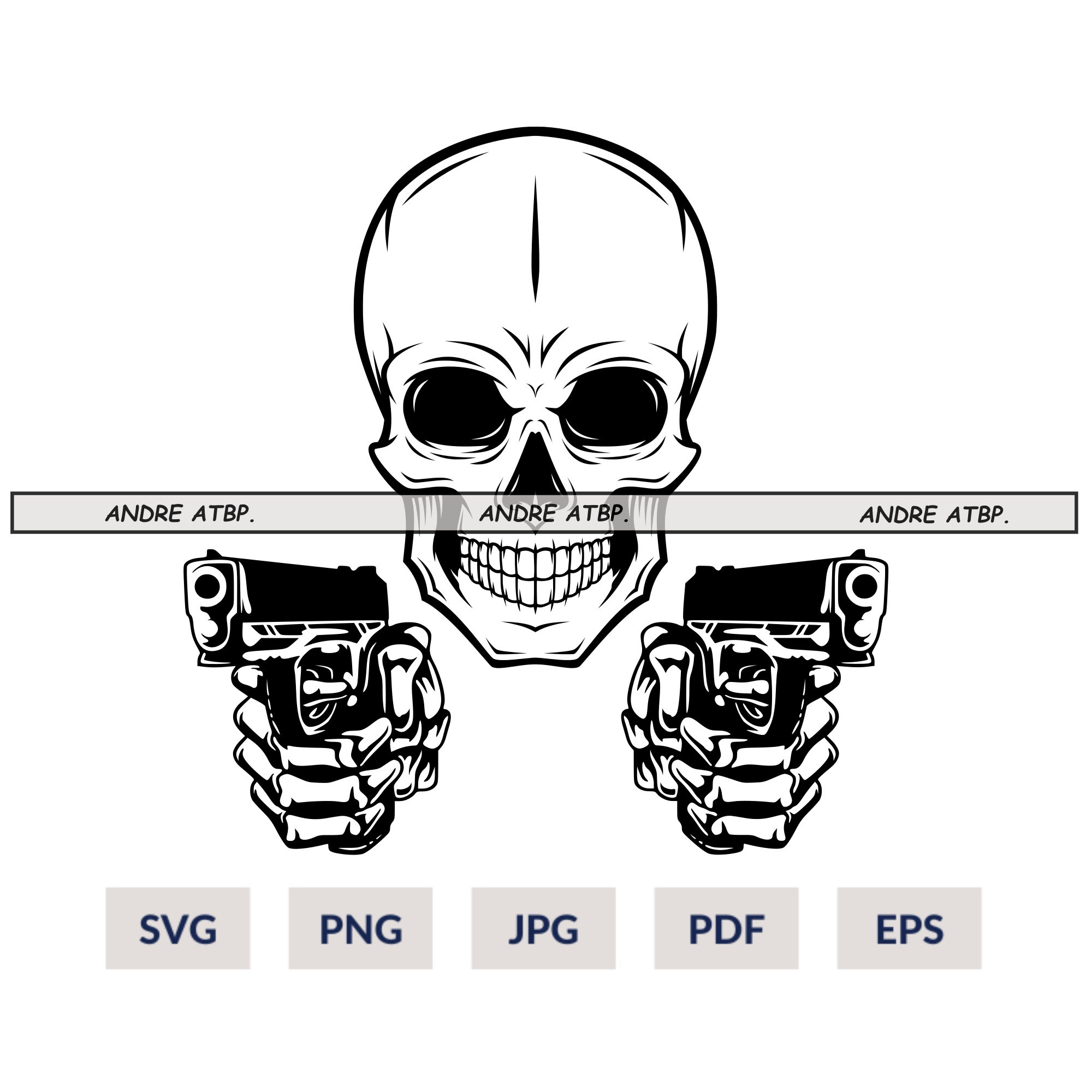 Skull With Guns Svg | Skull SVG | Skull Clipart | Skeleton SVG | Skull ...