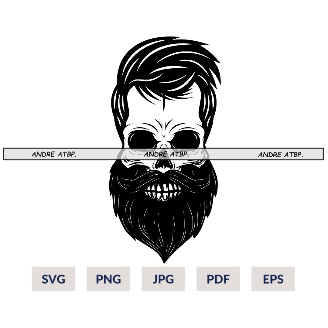 Bearded Skull Svg, Skull Clipart, Skeleton Svg, Bones Svg, Skull Svg ...