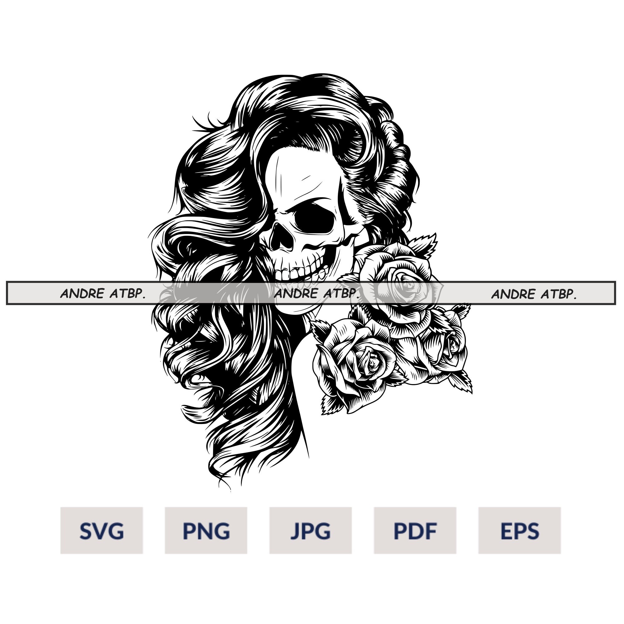 Floral Woman Skull Svg File, Floral Woman Svg, Skull Svg, Skeleton Girl ...