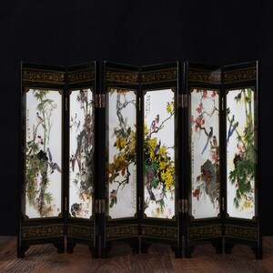 Chinese Mini Tabletop Screen: Birds Decor, 6 Panel Folding Screen - Etsy
