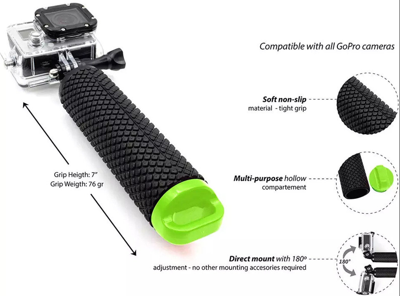 Floating Hand Grip Handler Pro Selfie Stick Waterproof for All Gopro ...