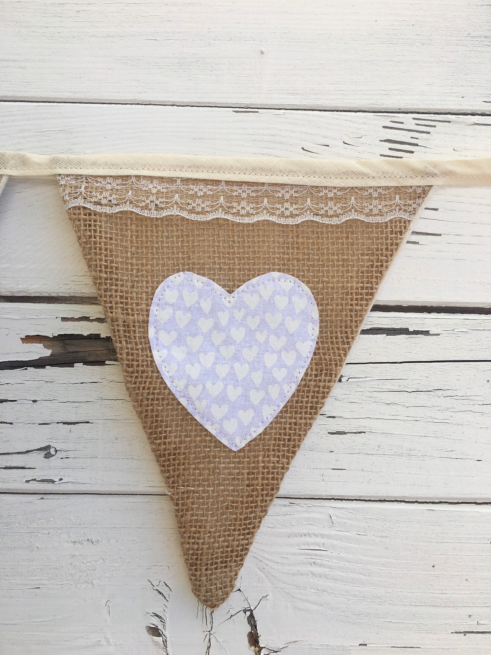 Wedding Bunting, Banniére, Burlap Love Heart, Hessian & Lace Flags ...