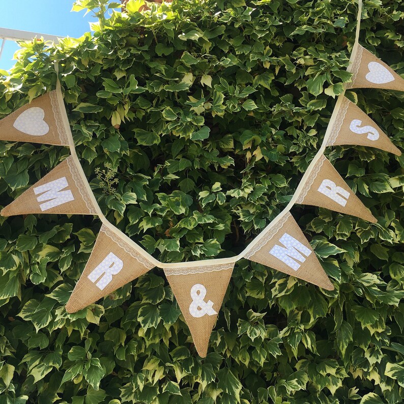 Wedding Bunting, Banniére, Burlap Love Heart, Hessian & Lace Flags ...