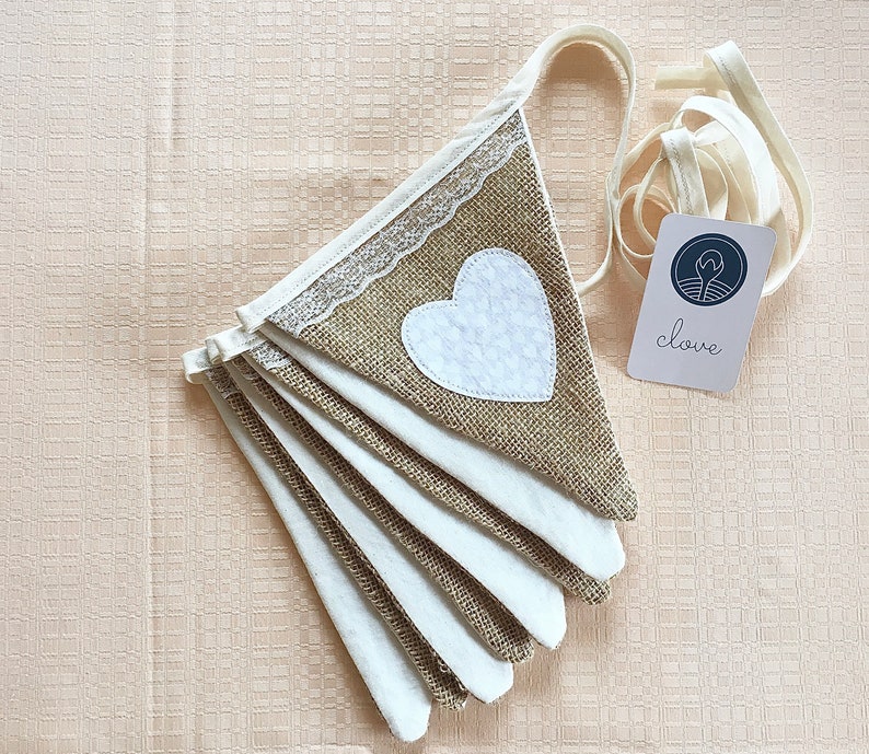 Wedding Bunting, Banniére, Burlap Love Heart, Hessian & Lace Flags ...