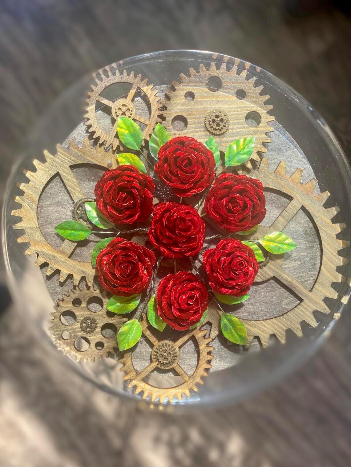 Resin Table With Wood/metal Flowers and Gears - Etsy