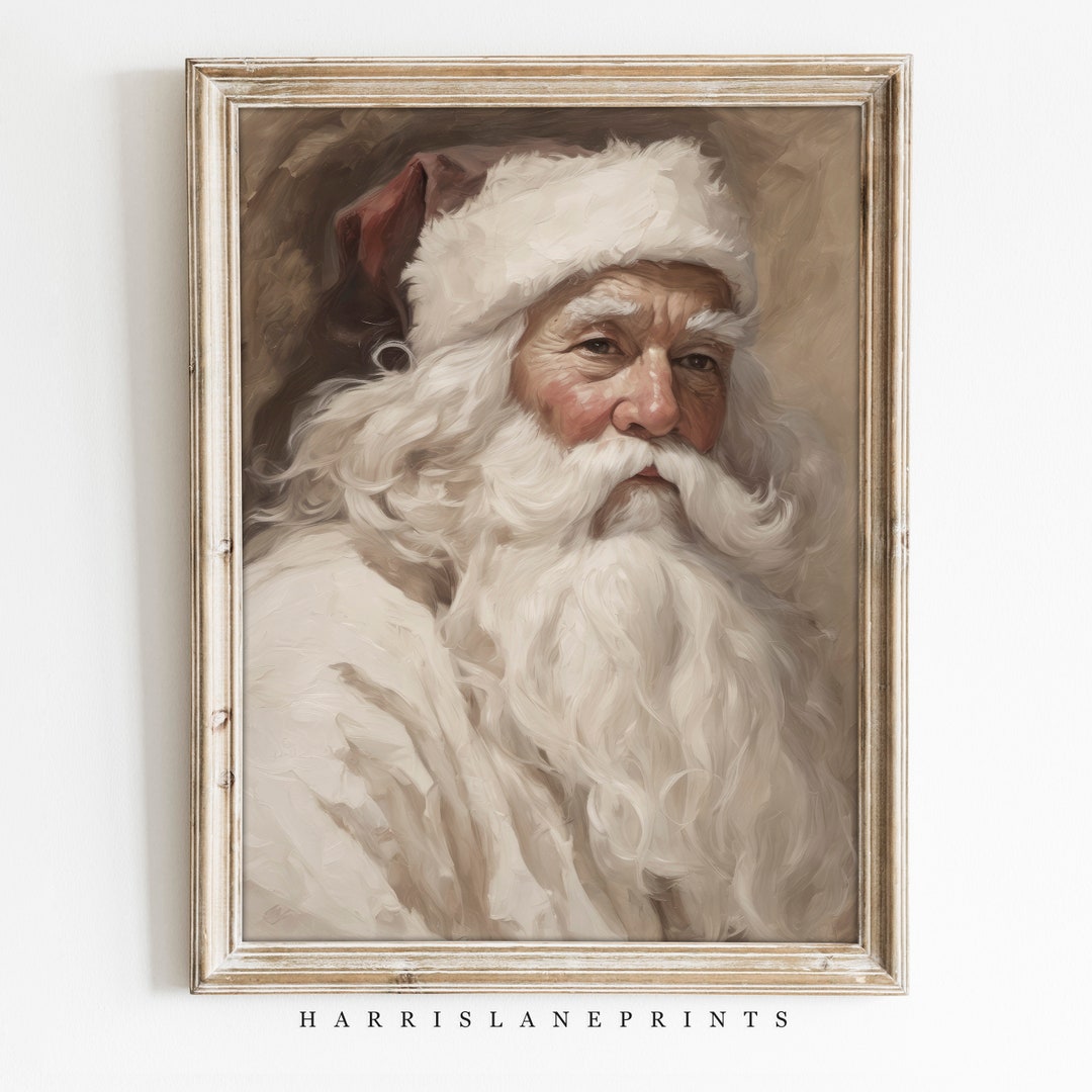 Vintage Inspired Art Print | "christmas Santa Claus Portrait" | Minimal ...