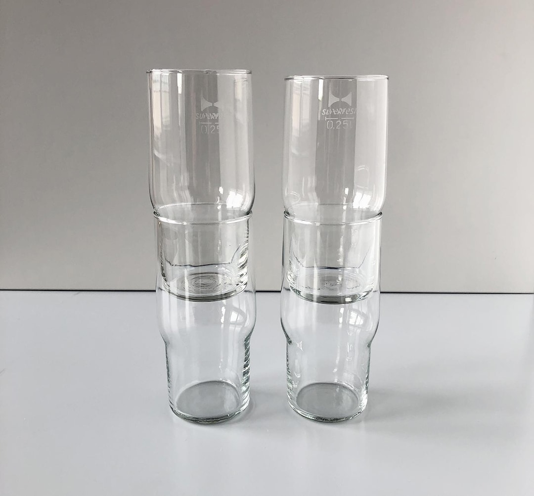 4 SUPERFEST Glasses 0.25l DDR 250ml Strong Patent Glass Made in GDR ...