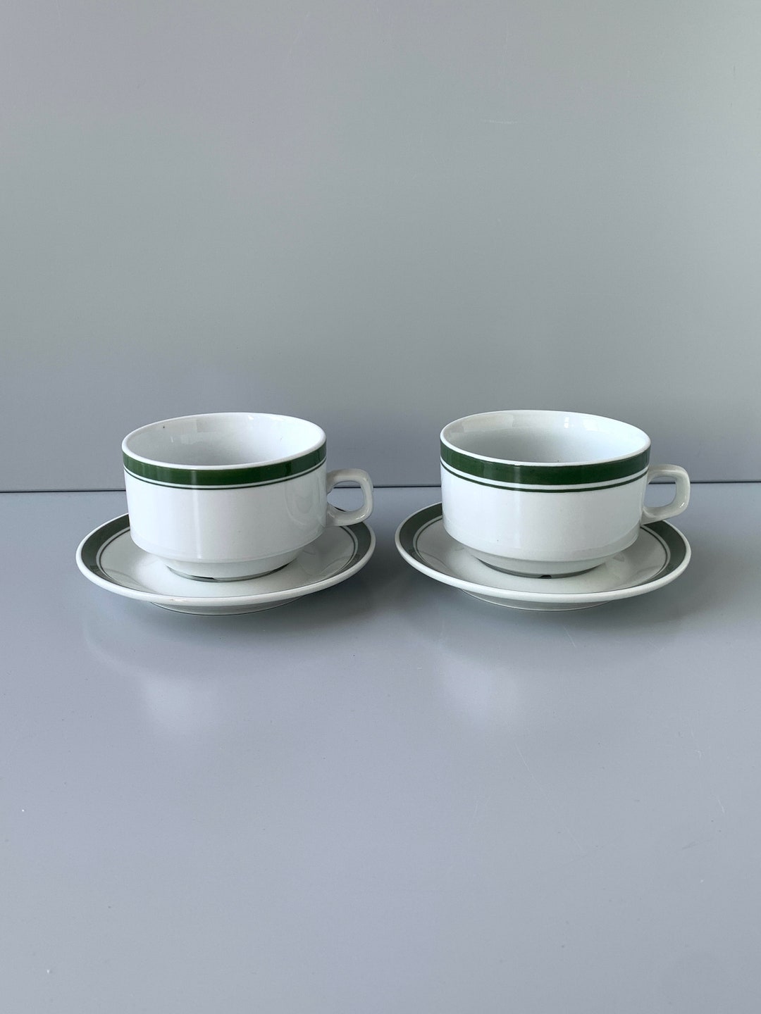 2 Milk Coffee Cups RATIONELL DDR Porcelain Green-white Cup Veb Colditz ...