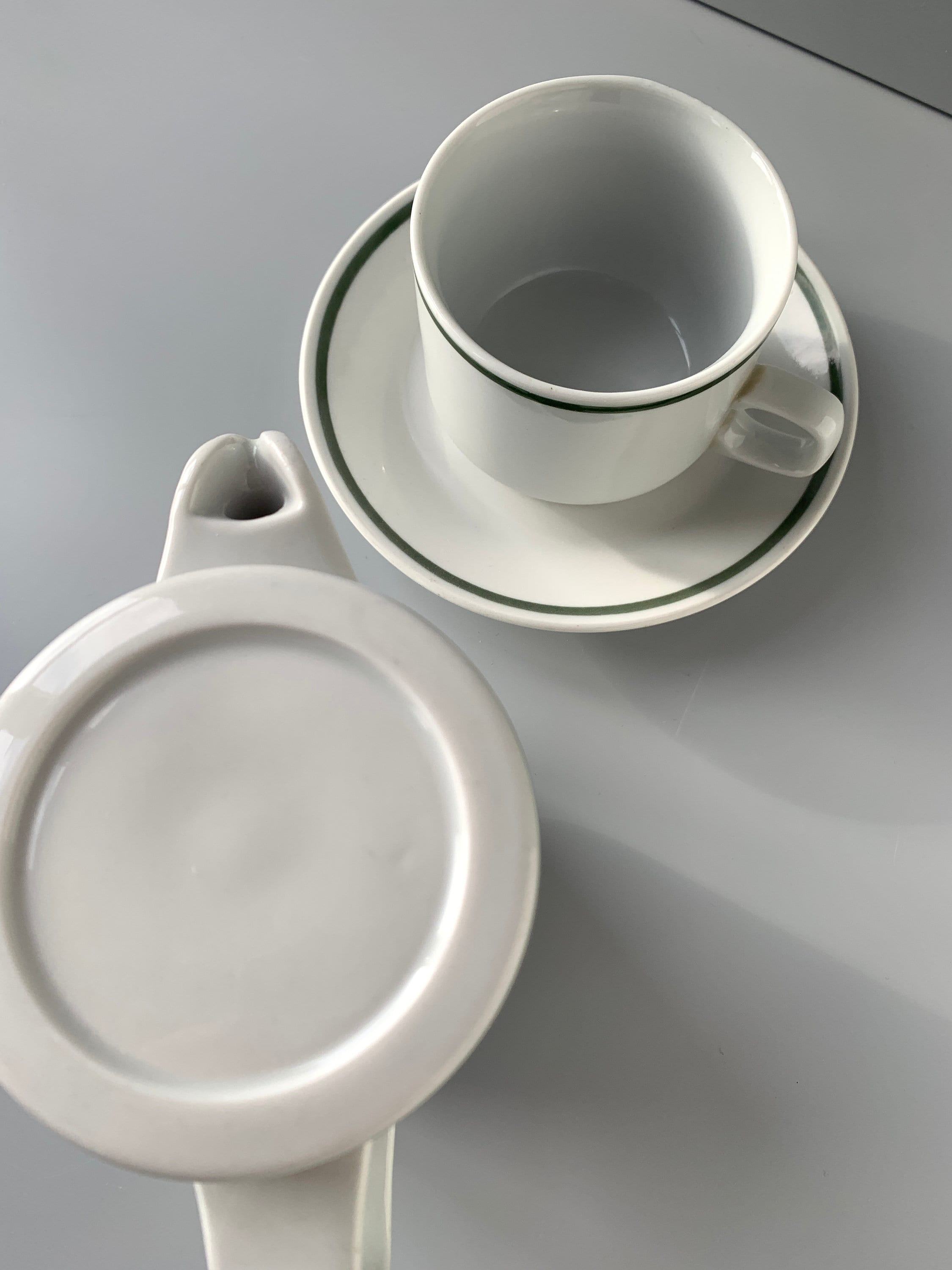 Coffee Set RATIONELL DDR Porcelain Green-white Cup + Coffee Pot GDR ...