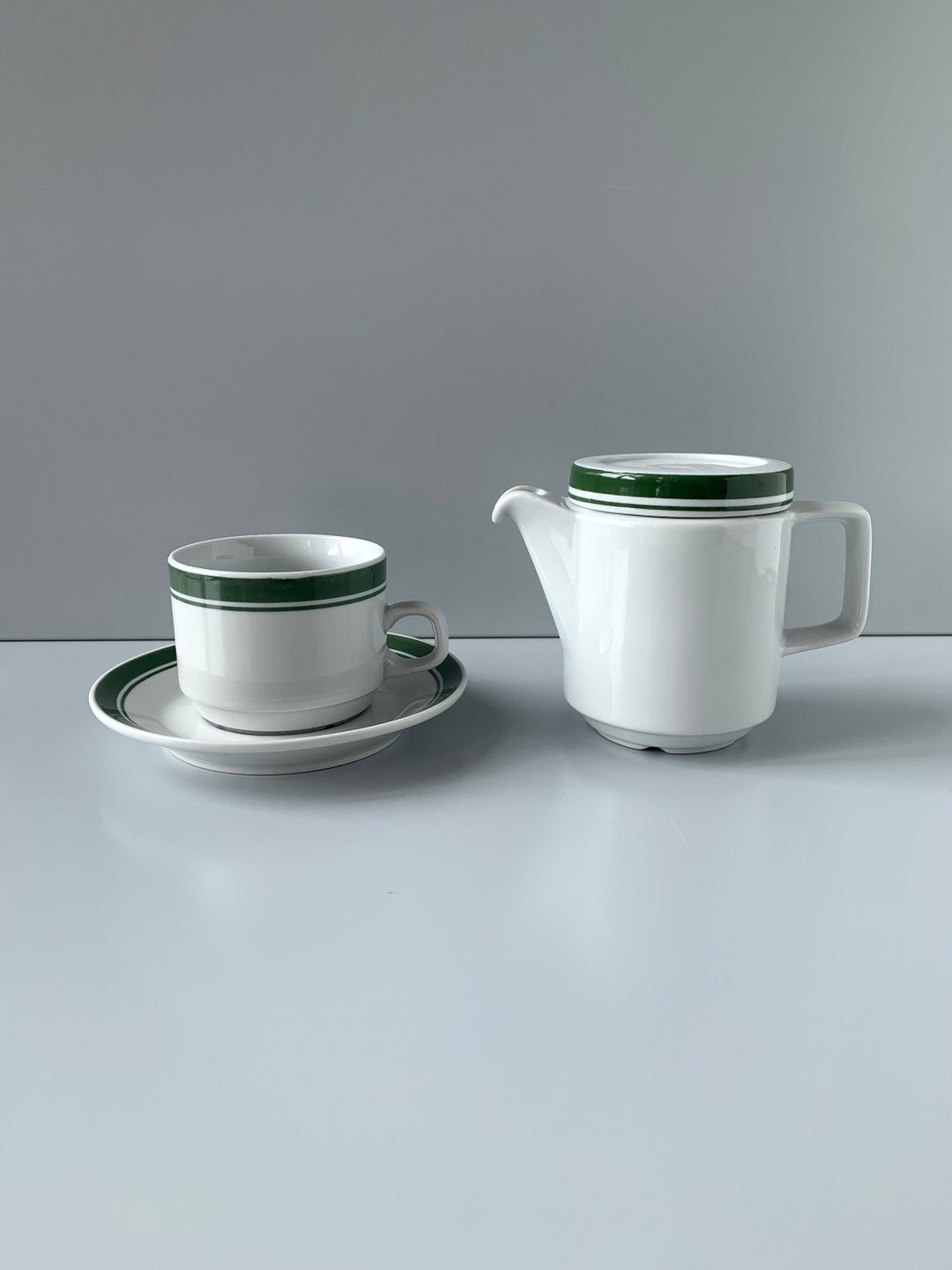 Coffee Set RATIONELL DDR Porcelain Green-white Cup Coffee Pot GDR Jahny ...