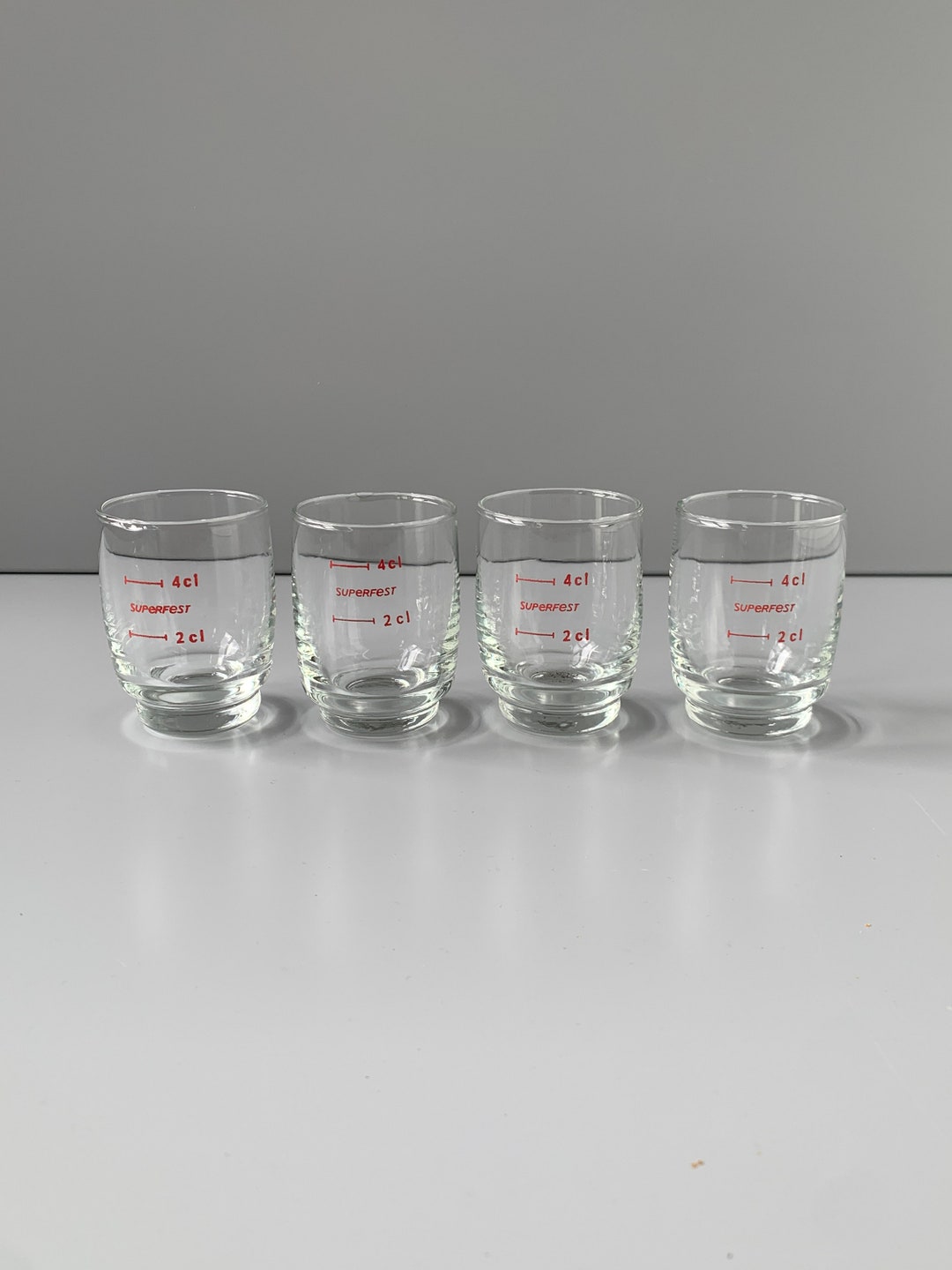 4 SUPERFEST Shot Glasses 2cl / 4cl DDR Glass Mitropa Pub Shot Glass GDR ...