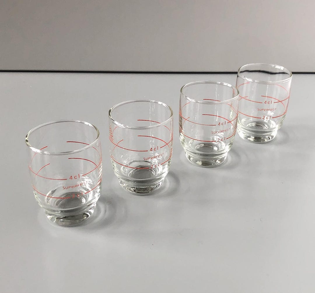 4 SUPERFEST Shot Glasses 2cl / 4cl DDR Glass Mitropa Shot Glass GDR I ...