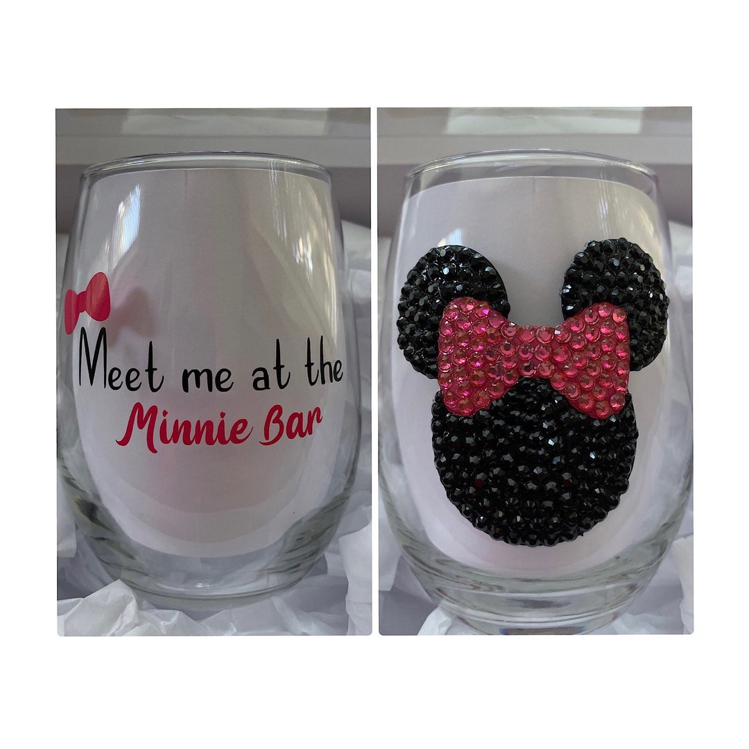 Minnie Mouse Wine Glass With Minnie Mouse Bling Wine Glass With Pink ...