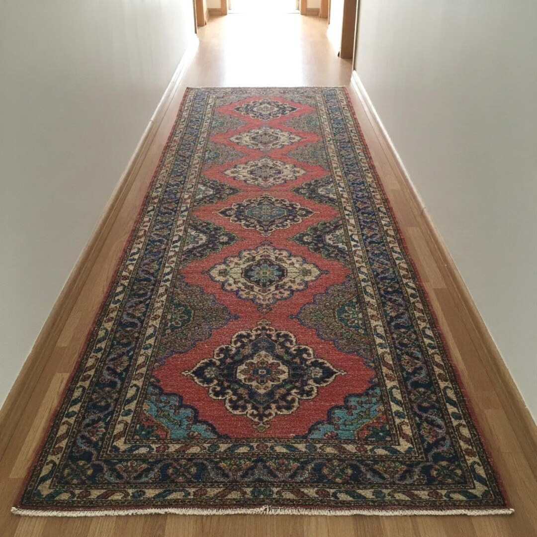 Rust 5x12.8 Ft Extra Long Runner Wide Oversized Hallway Boho Wool ...