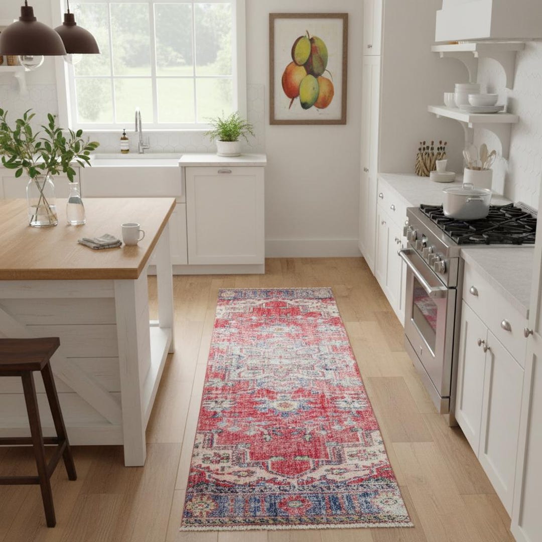 Rug Handwoven Hallway Runner 3x10 Ft Vintage Boho Handmade Wool Red ...
