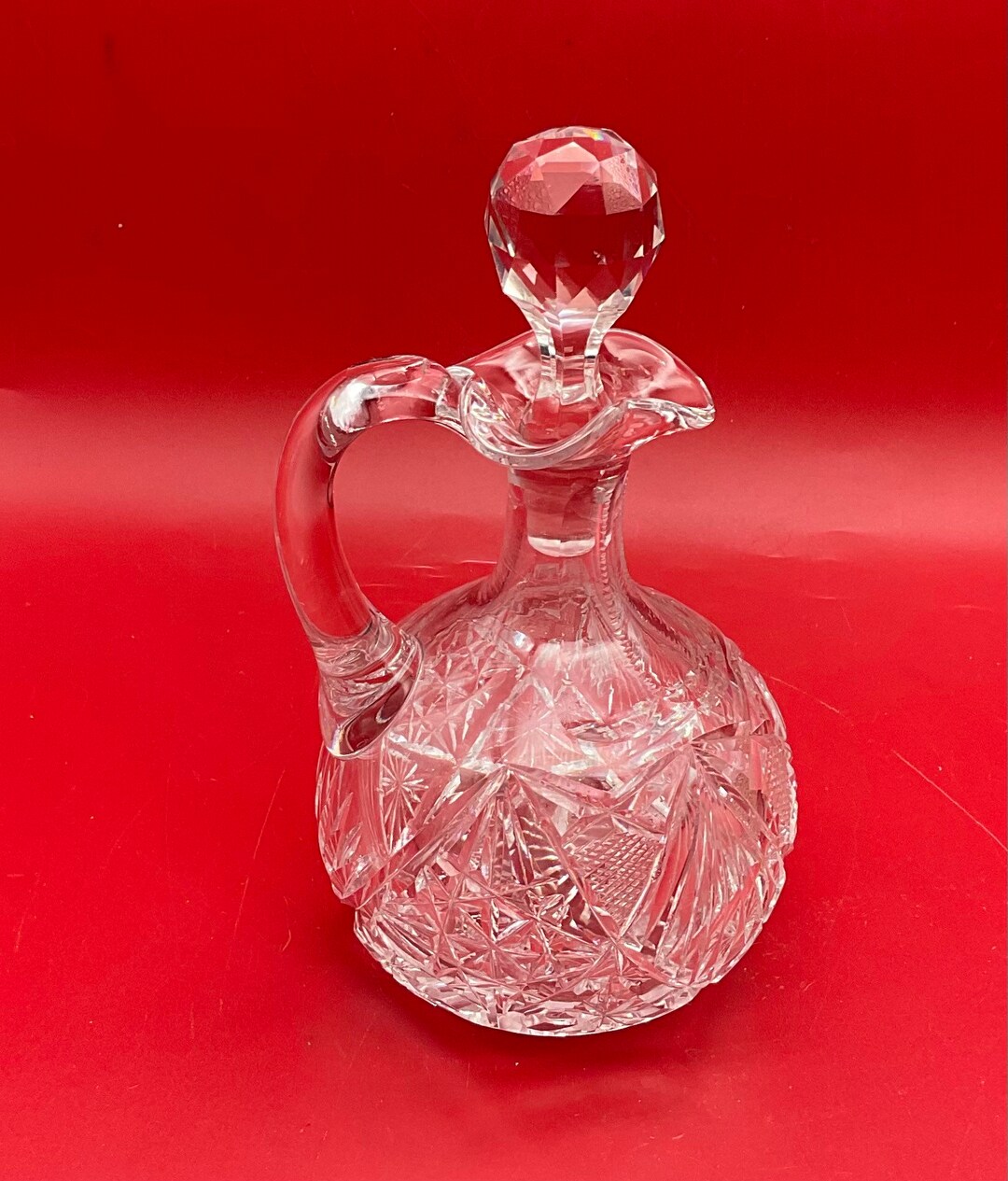 Antique American Brilliant Clear Cut Glass Crystal Oil Etsy