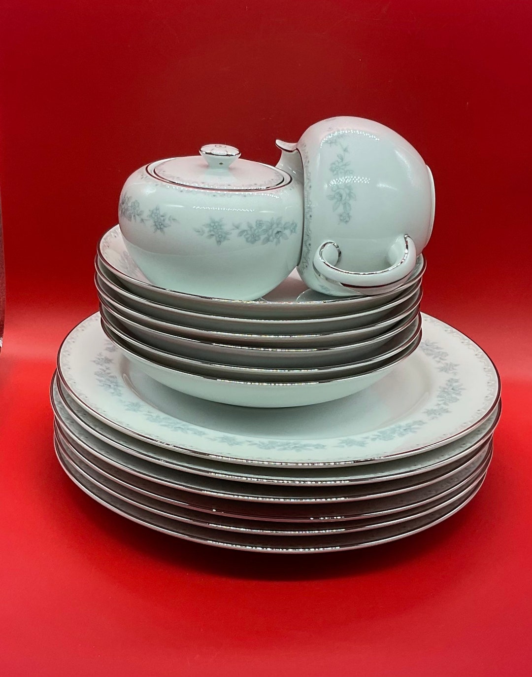 Mikasa Fine China Hira Japan Menlo 4218 ,creamer,sugar Bowl ,6 Dinner ...
